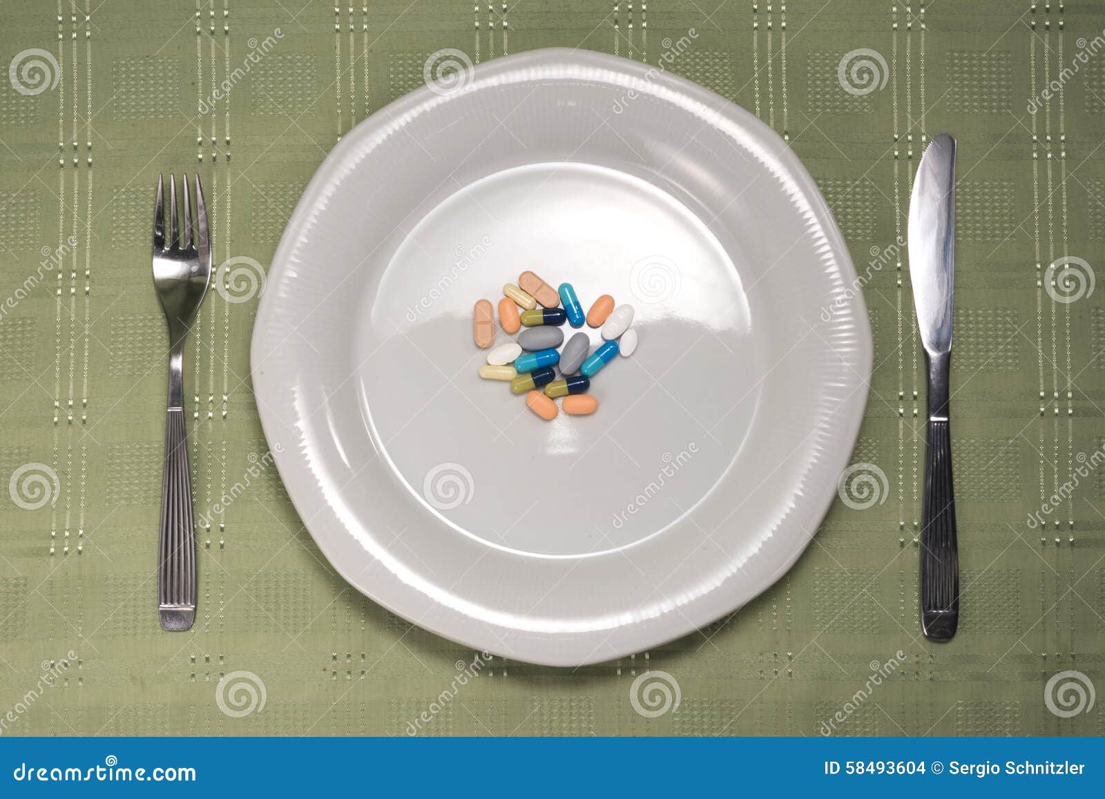 Pills on Dish stock photo. Image of diet, illness, capsules - 58493604