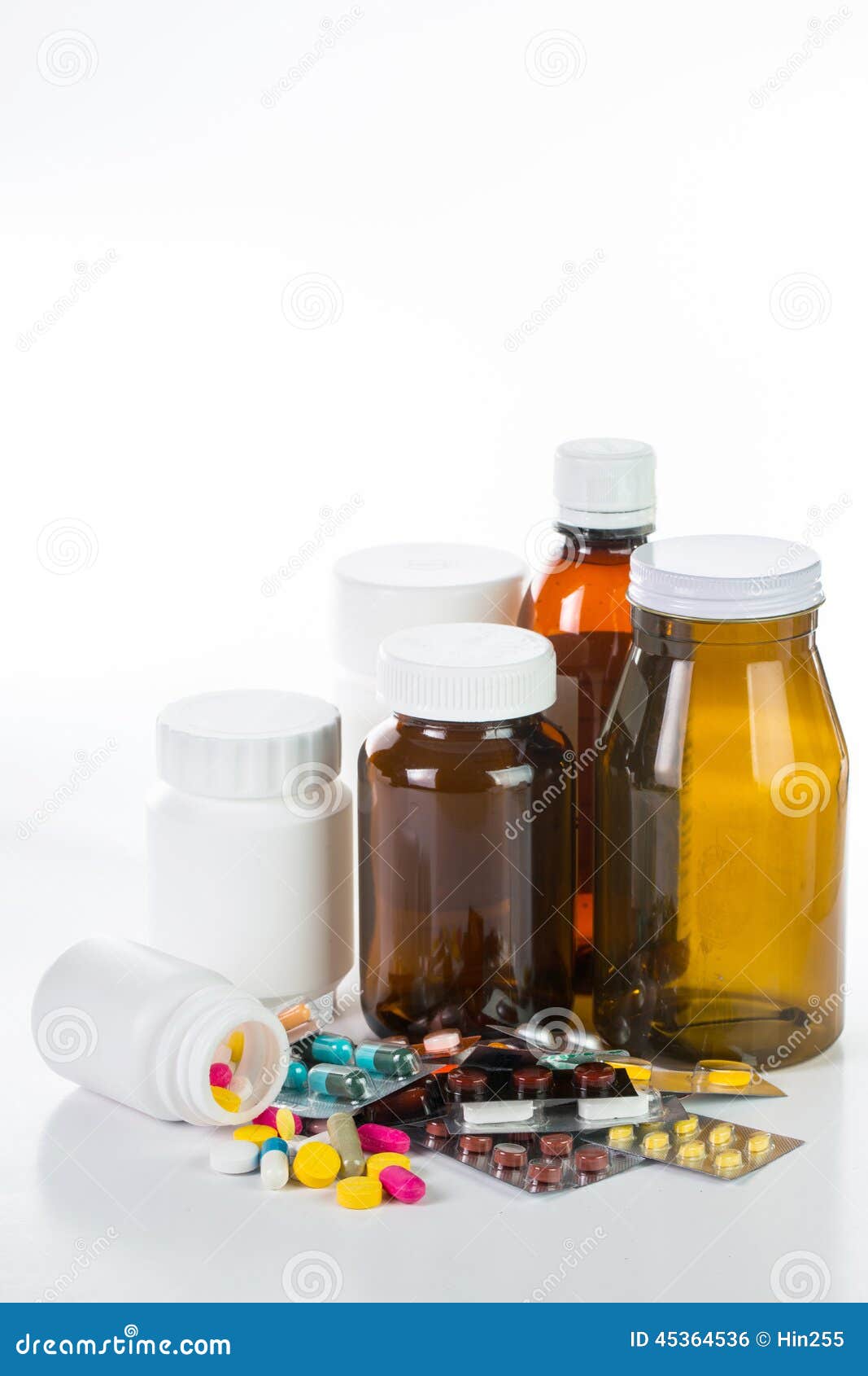 Pills and drug container stock photo. Image of medication - 45364536
