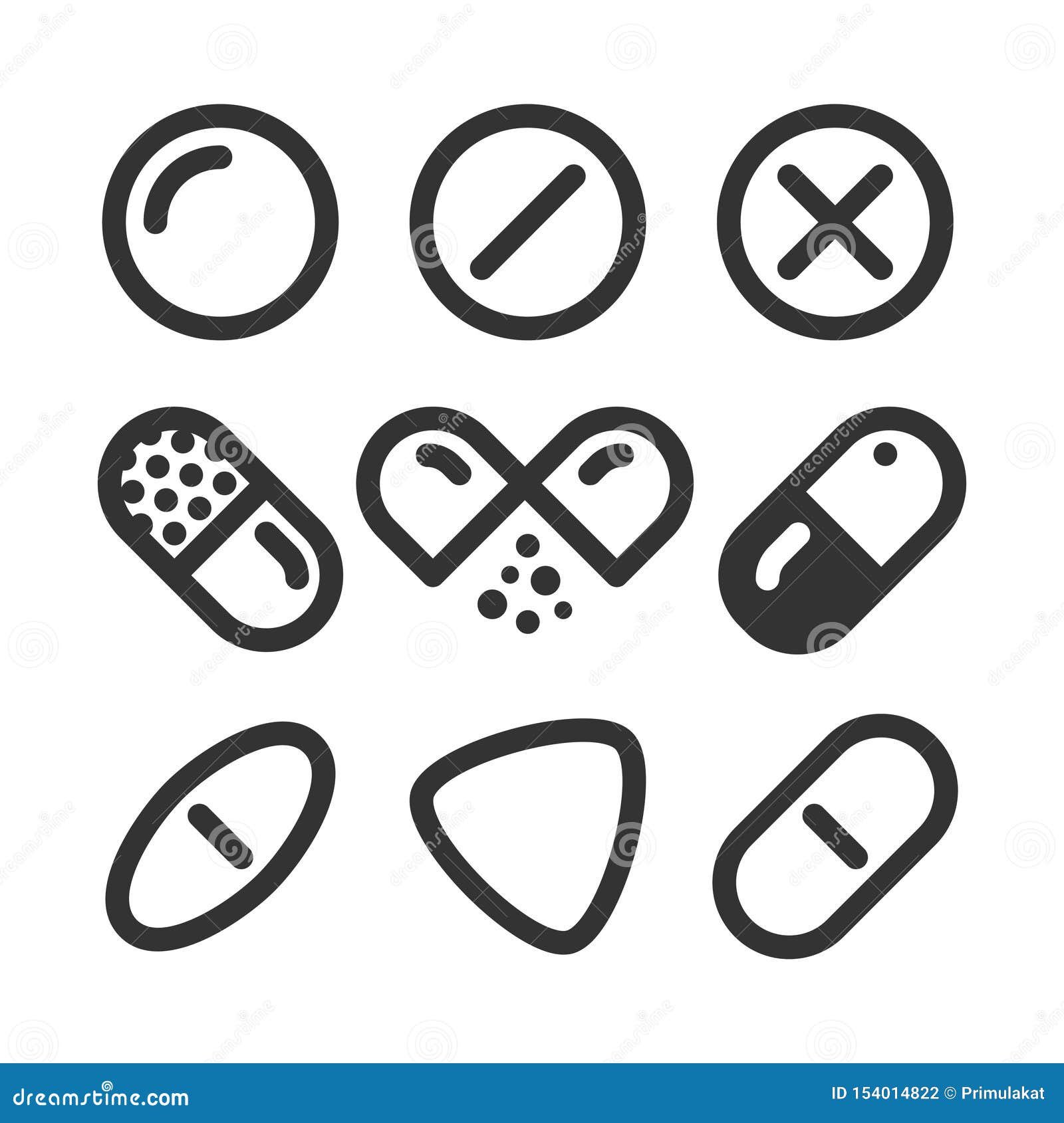 Pills and Drugs Vector Line Style Icon Set Stock Vector - Illustration ...