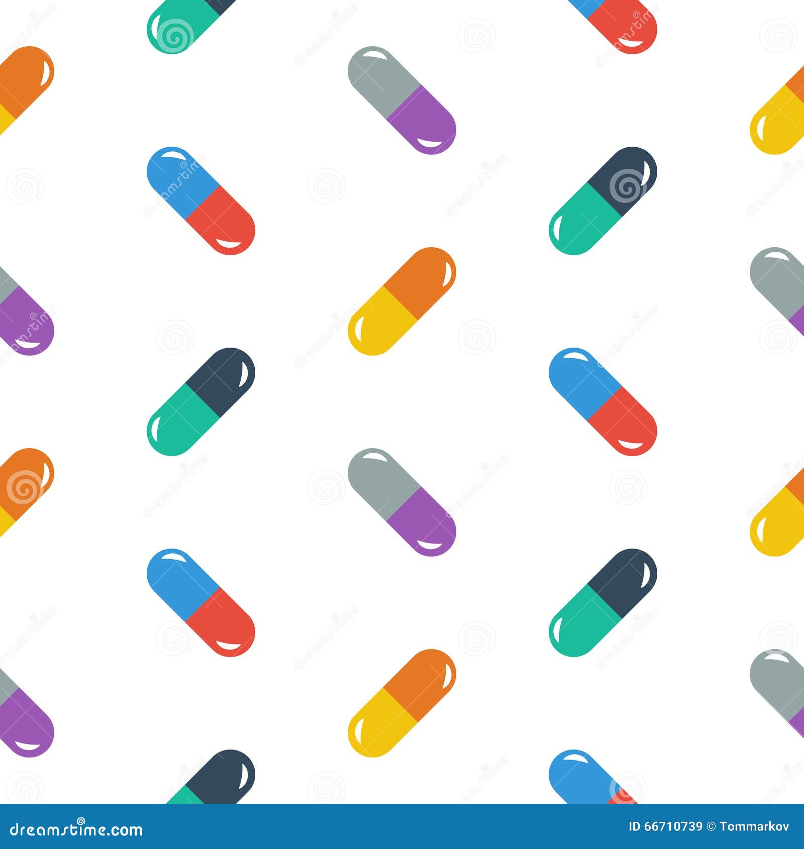 Pills in Flat Style. Colored Seamless Pattern. Vector Stock Vector ...