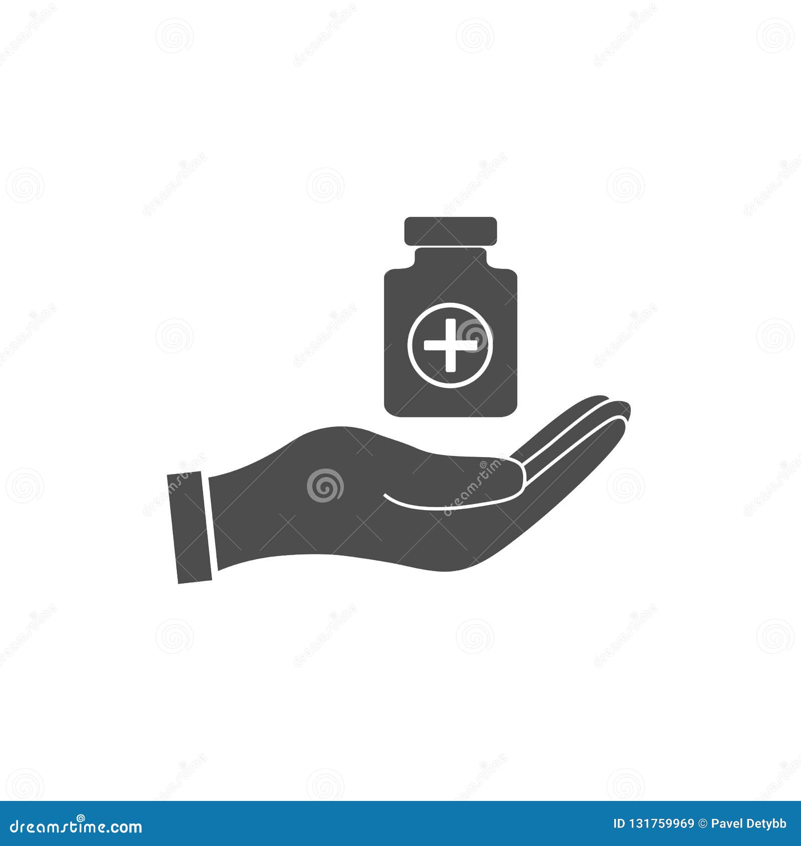 Pills in Hand Icon. Vector Illustration, Flat Design Stock Illustration ...
