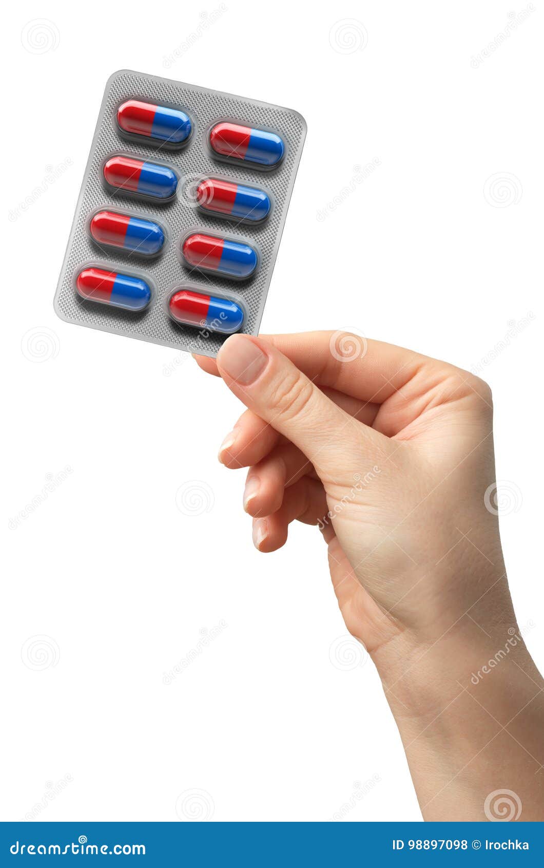 Pills in a Hand on White Background. Medicine Stock Illustration ...