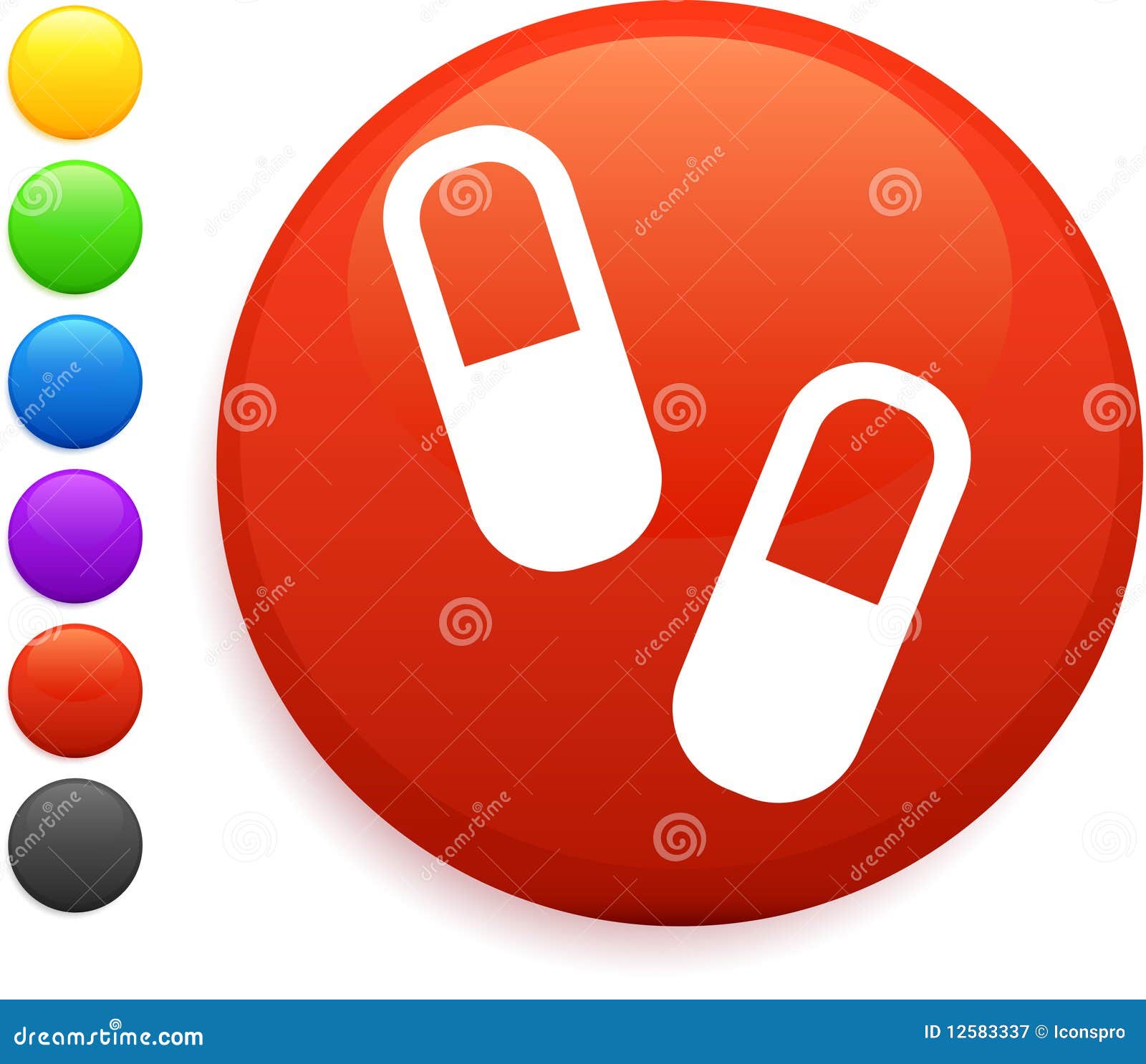 Pills Icon on Round Internet Button Stock Illustration - Illustration ...