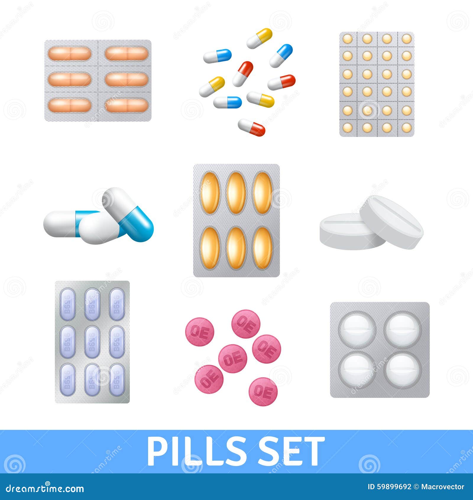 Pills Icons Set stock vector. Illustration of physician - 59899692