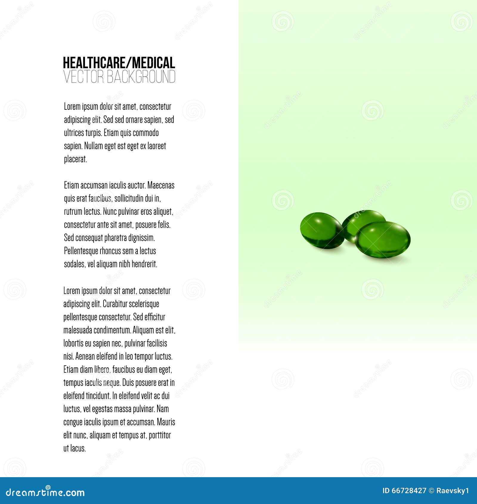 Pills Isolated on Green Background, Vector Background for Brochure ...
