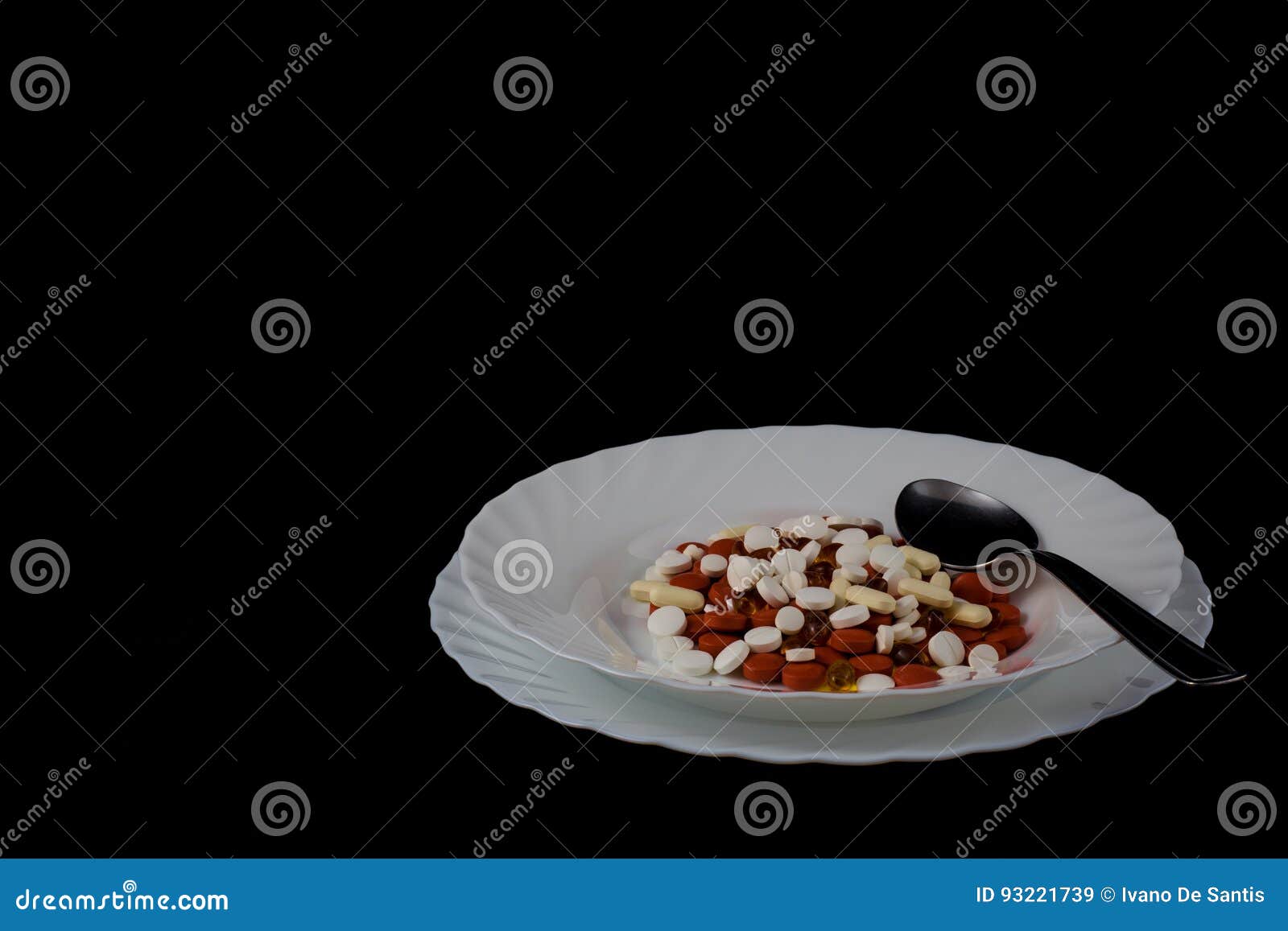 Pills at lunch stock image. Image of medicine, tasty - 93221739