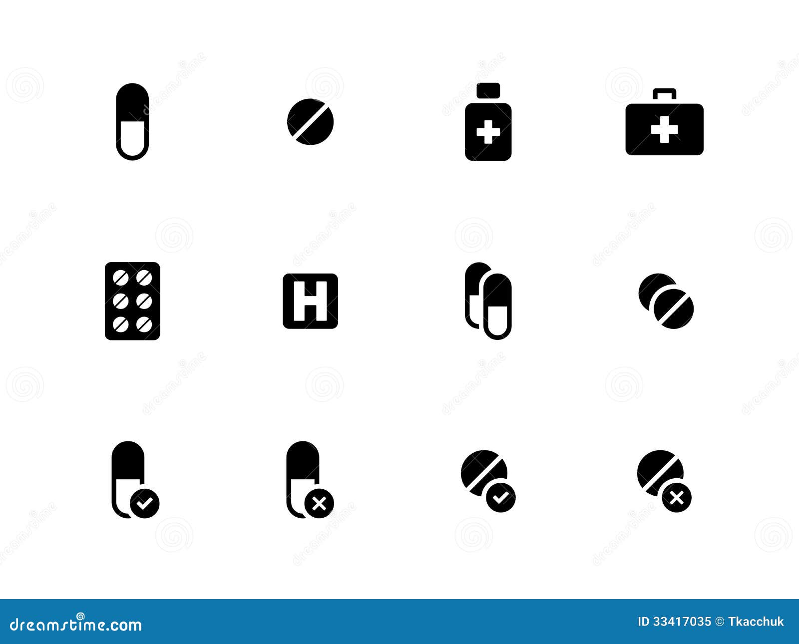 Pills, Medication Icons on White Background. Stock Vector ...