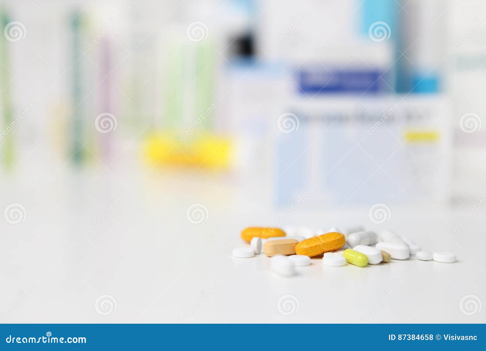 Pills And Medicine Capsule On Table, Drugs And Tablets Boxes Royalty ...