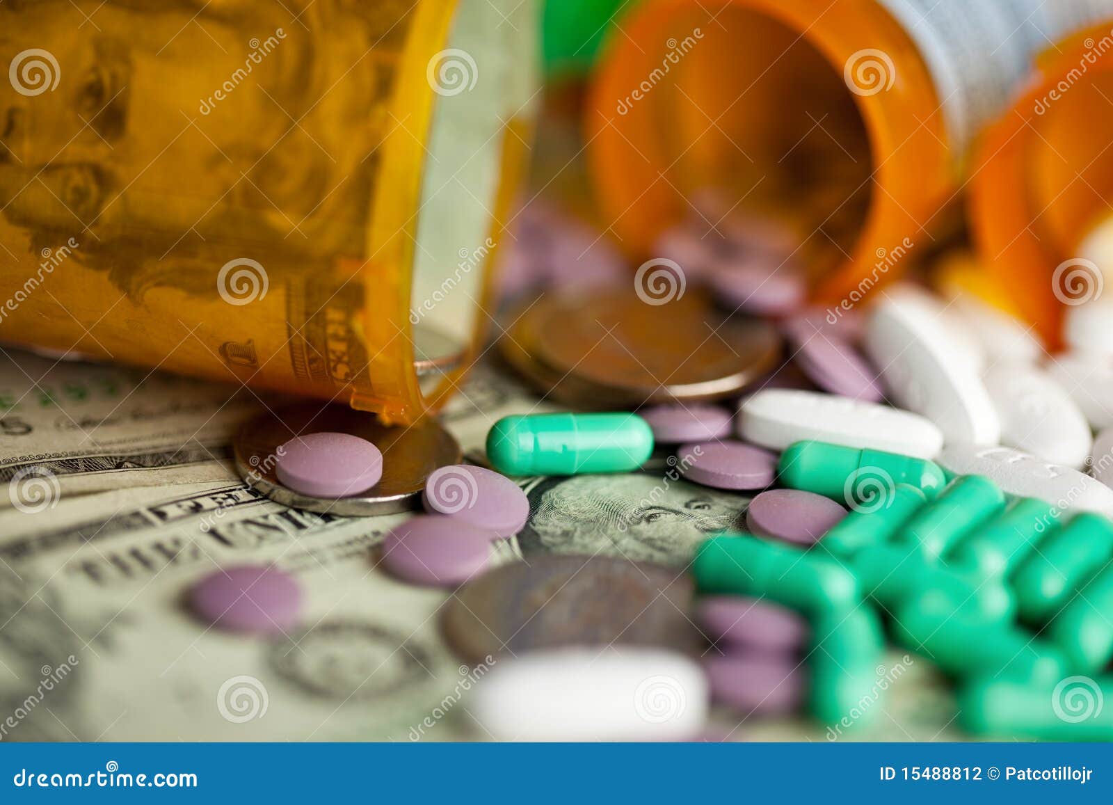 Pills and money stock photo. Image of medicine, dollar - 15488812