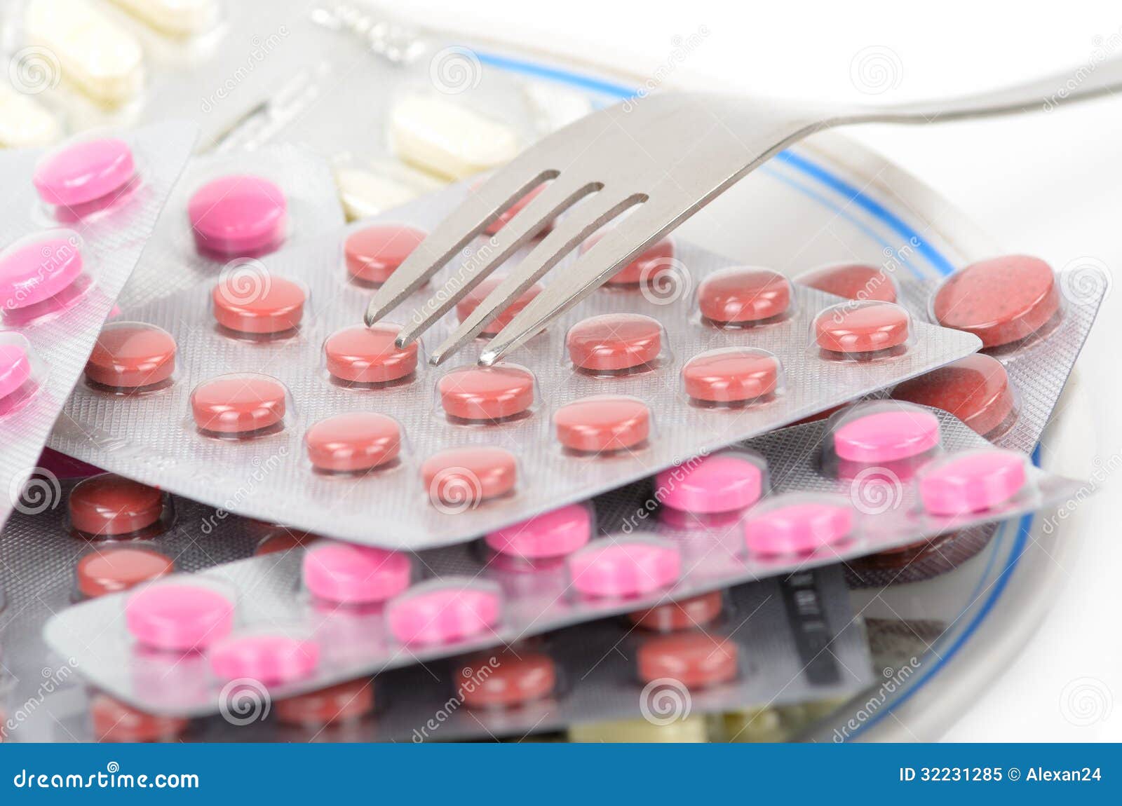 Pills on a plate stock image. Image of isolated, medicine - 32231285