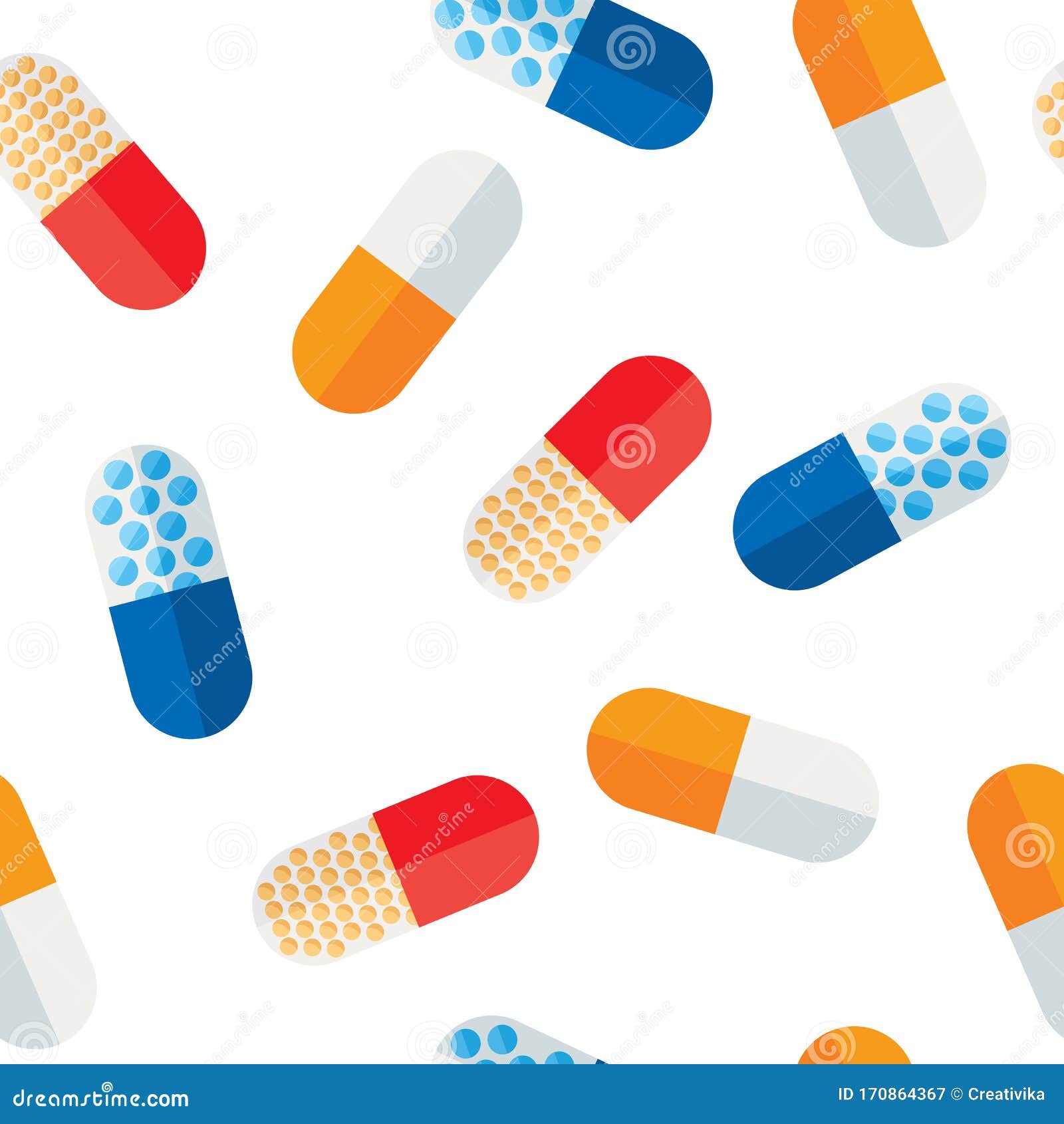 Pills Seamless Pattern stock vector. Illustration of capsule - 170864367