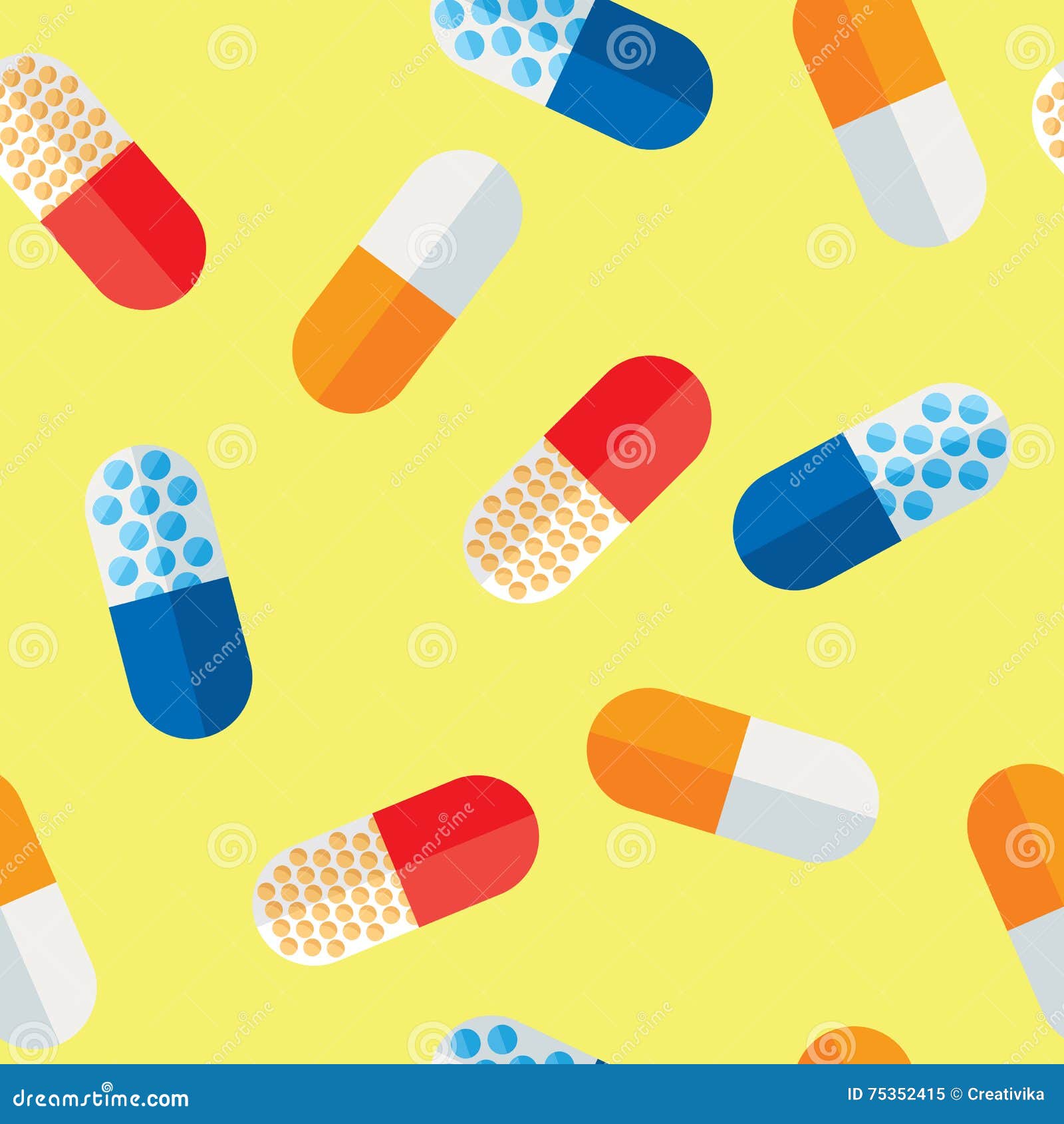 Pills Seamless Pattern stock vector. Illustration of sign - 75352415