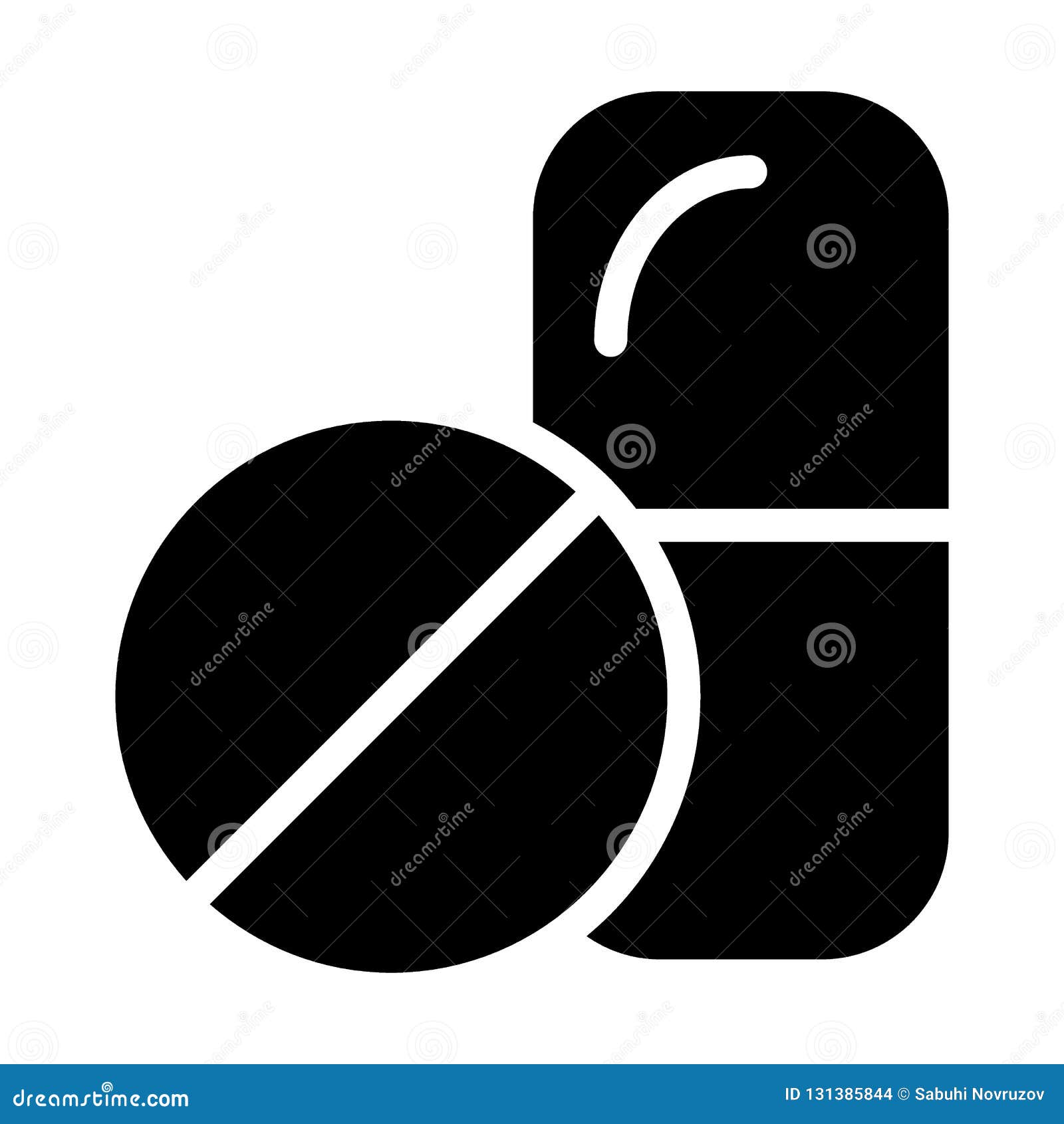 Pills Solid Icon. Capsule Symbol Vector Illustration Isolated on White ...
