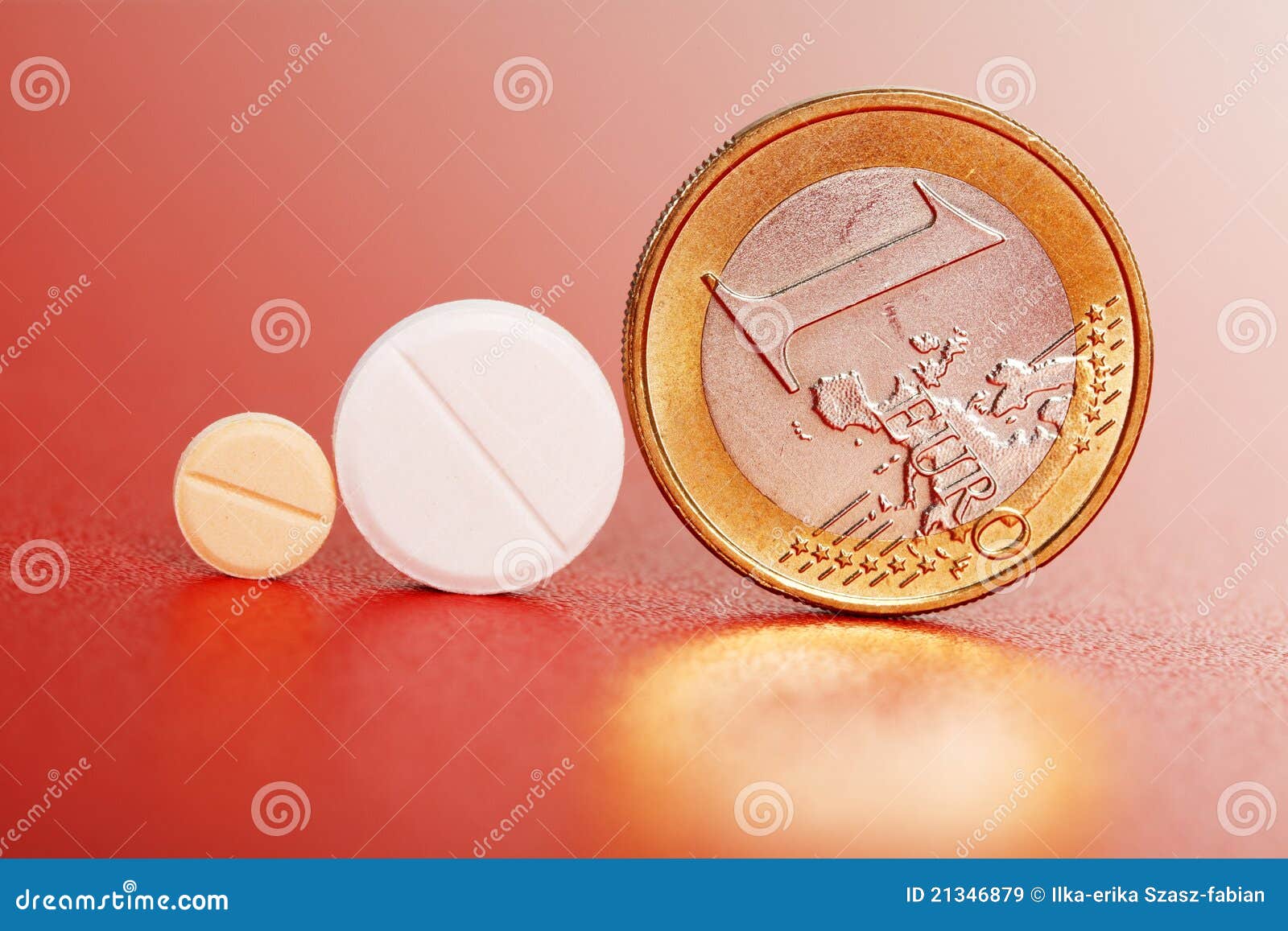 Pills Standig beside One Euro Coin Stock Image - Image of tablet ...
