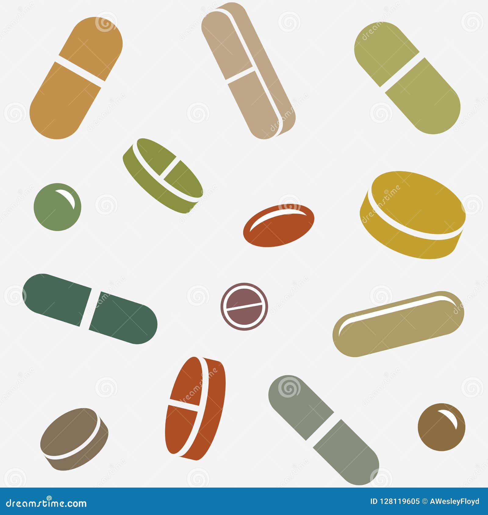 Pills or Supplements Random in Seamless Pattern Stock Vector ...