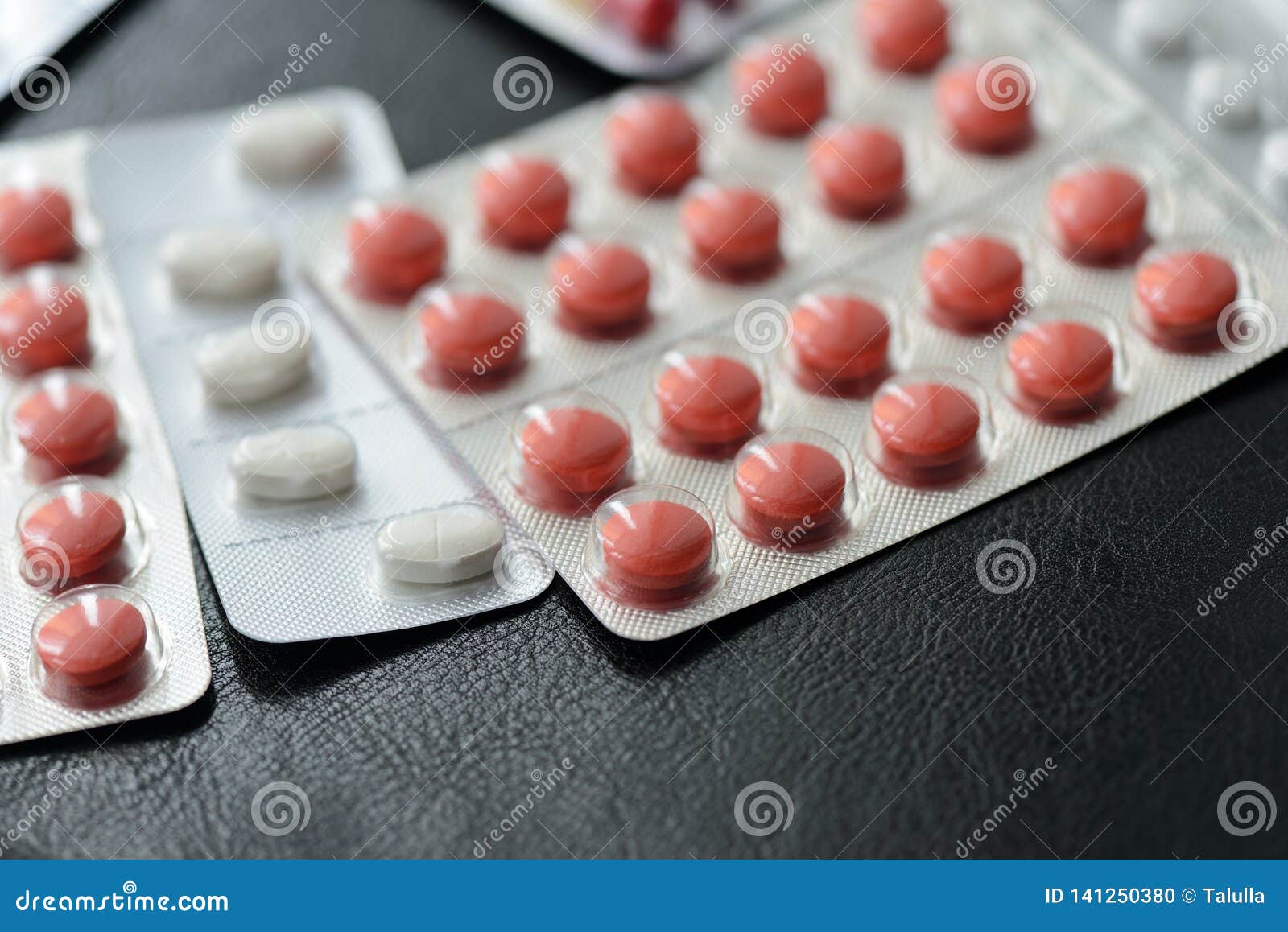 Pills And Tablets Packages On A Dark Background Stock Photo - Image of ...