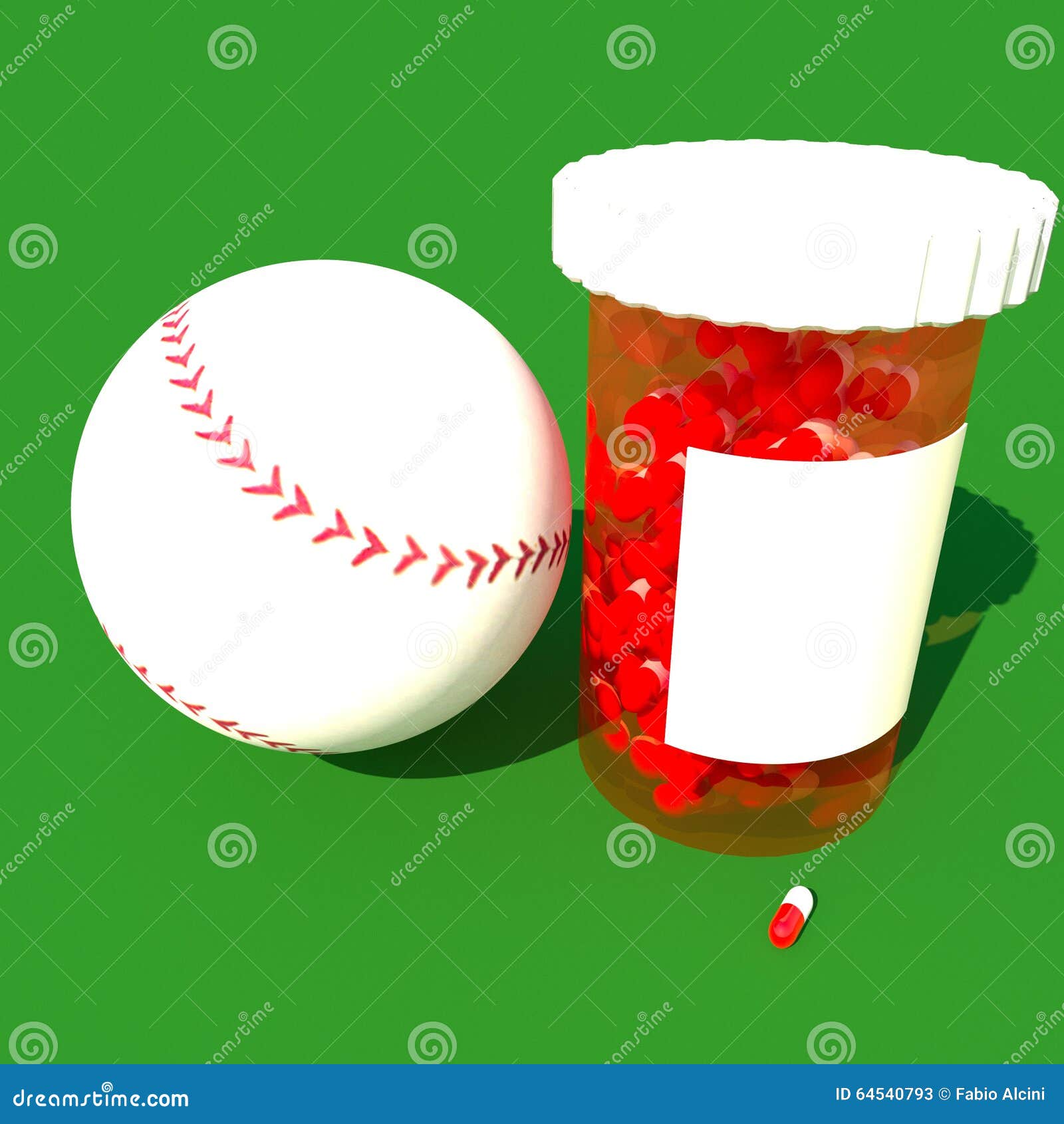 Pills tube near a baseball stock illustration. Illustration of medicine ...