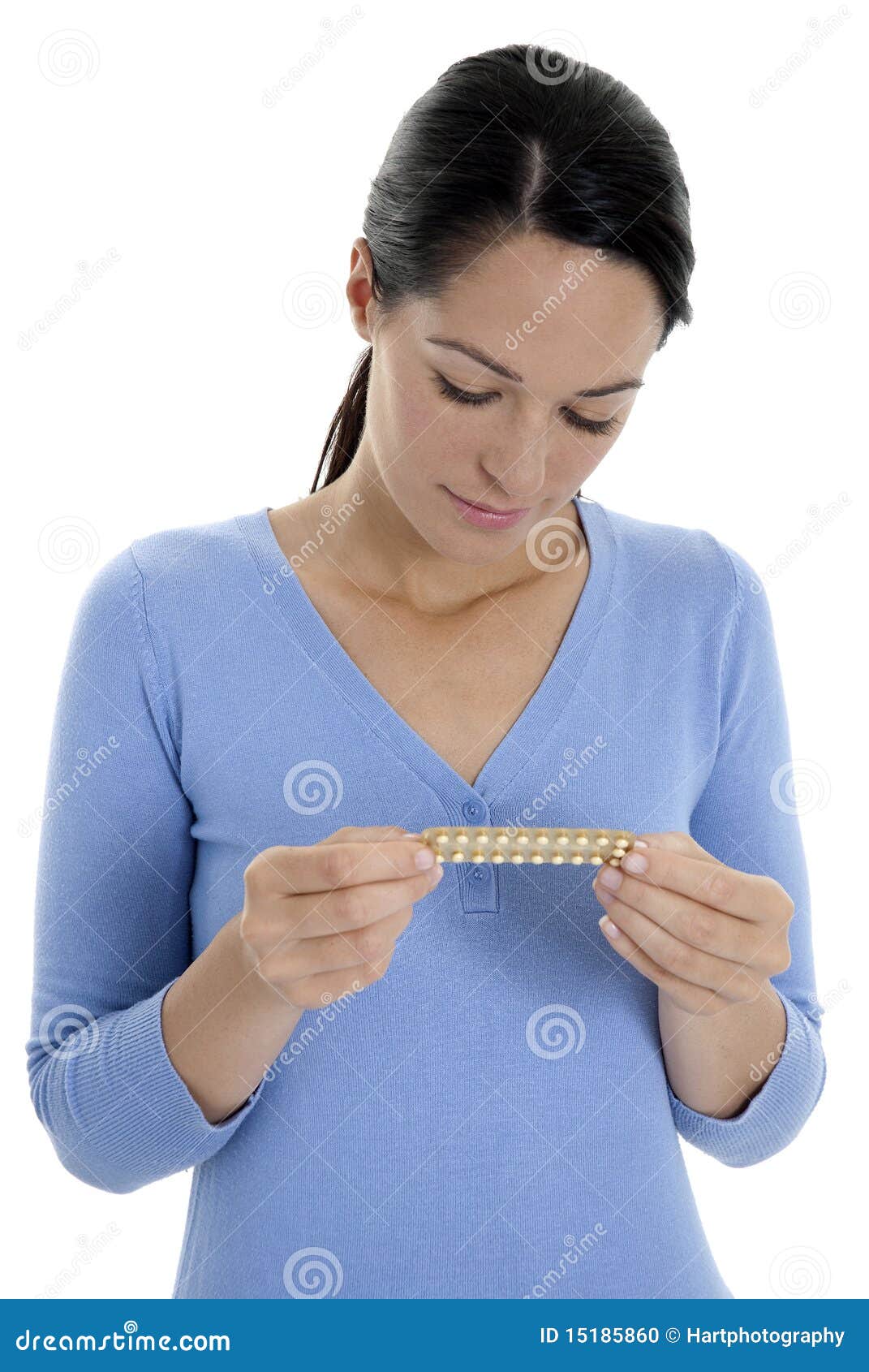 Pillule contraceptive photo stock. Image du personne - 15185860