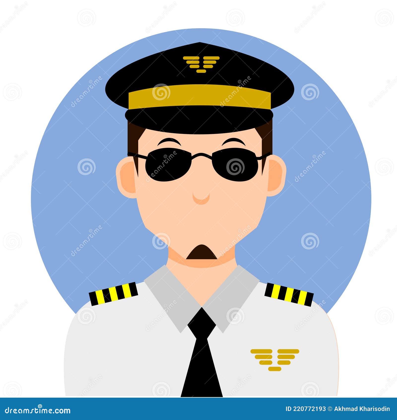 Pilot avatar flat icon stock vector. Illustration of head - 220772193