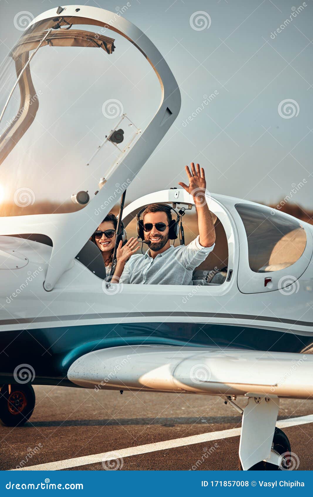 Pilot Aviator Welcomes Waving before Fly Stock Photo - Image of plane ...