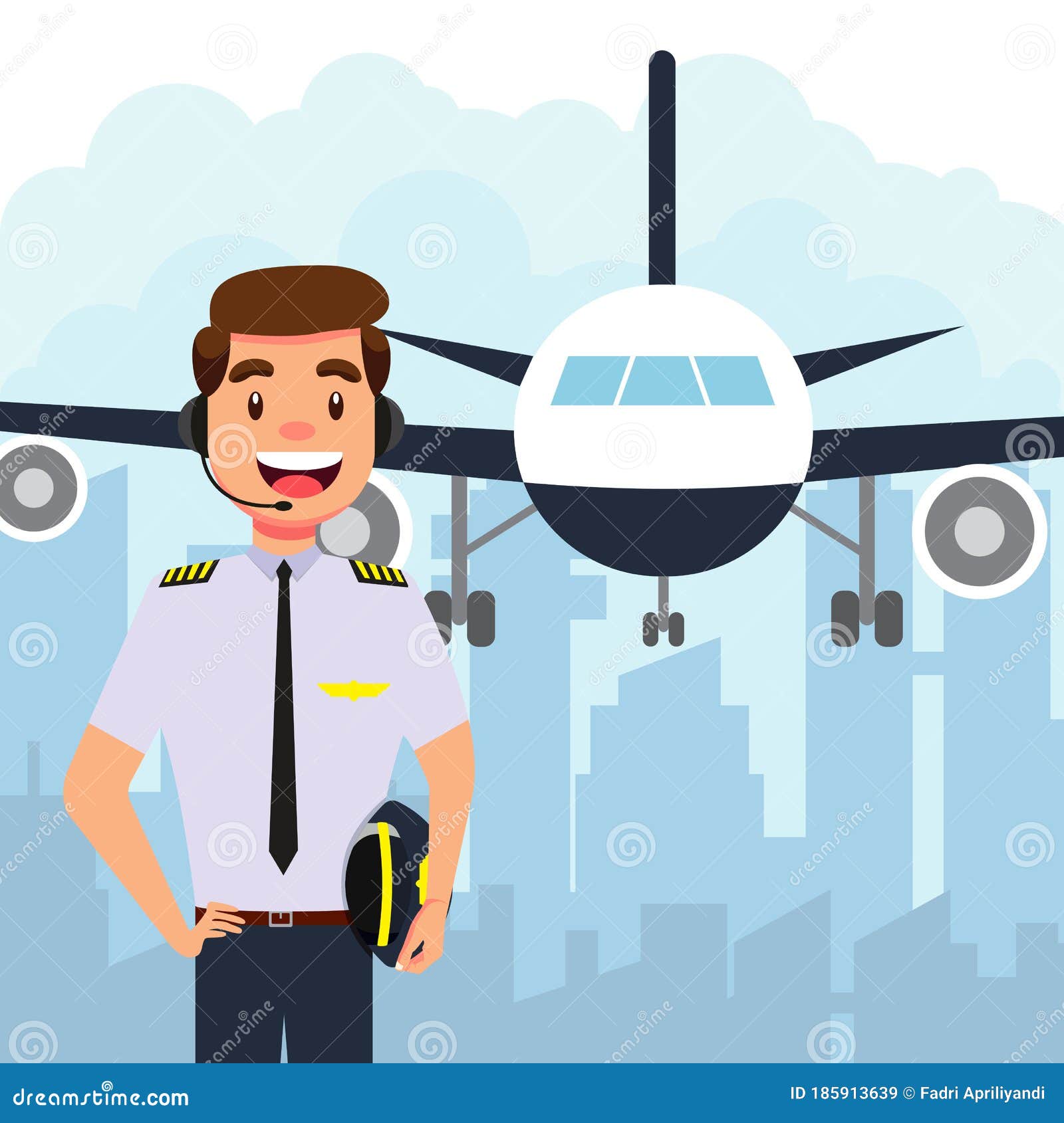 Pilot On The Background Of The Aircraft Cartoon Vector | CartoonDealer ...