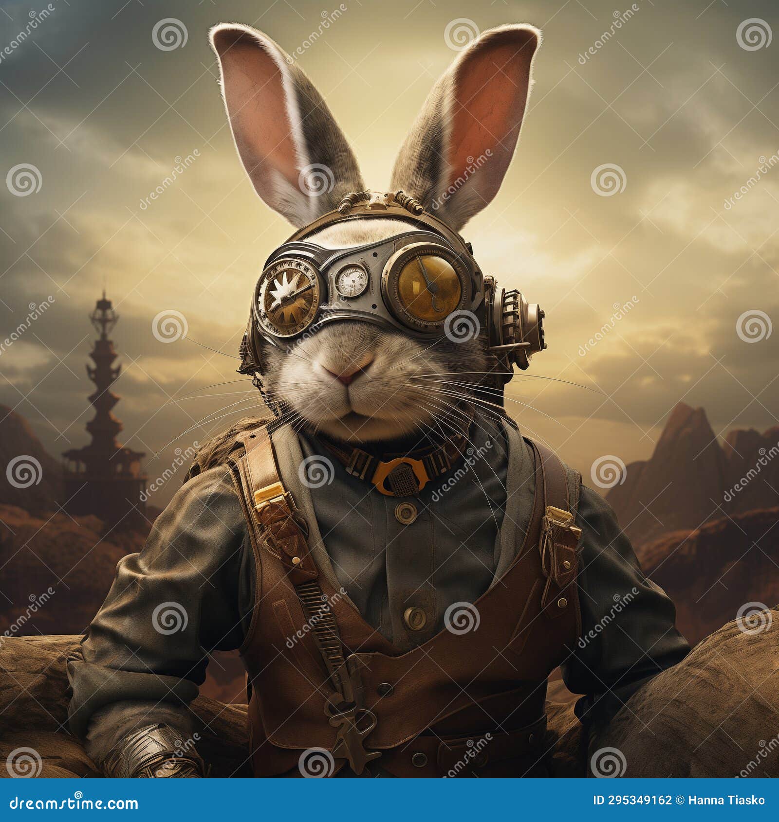 Pilot Bunny in the Steampunkt Force Stock Illustration - Illustration ...