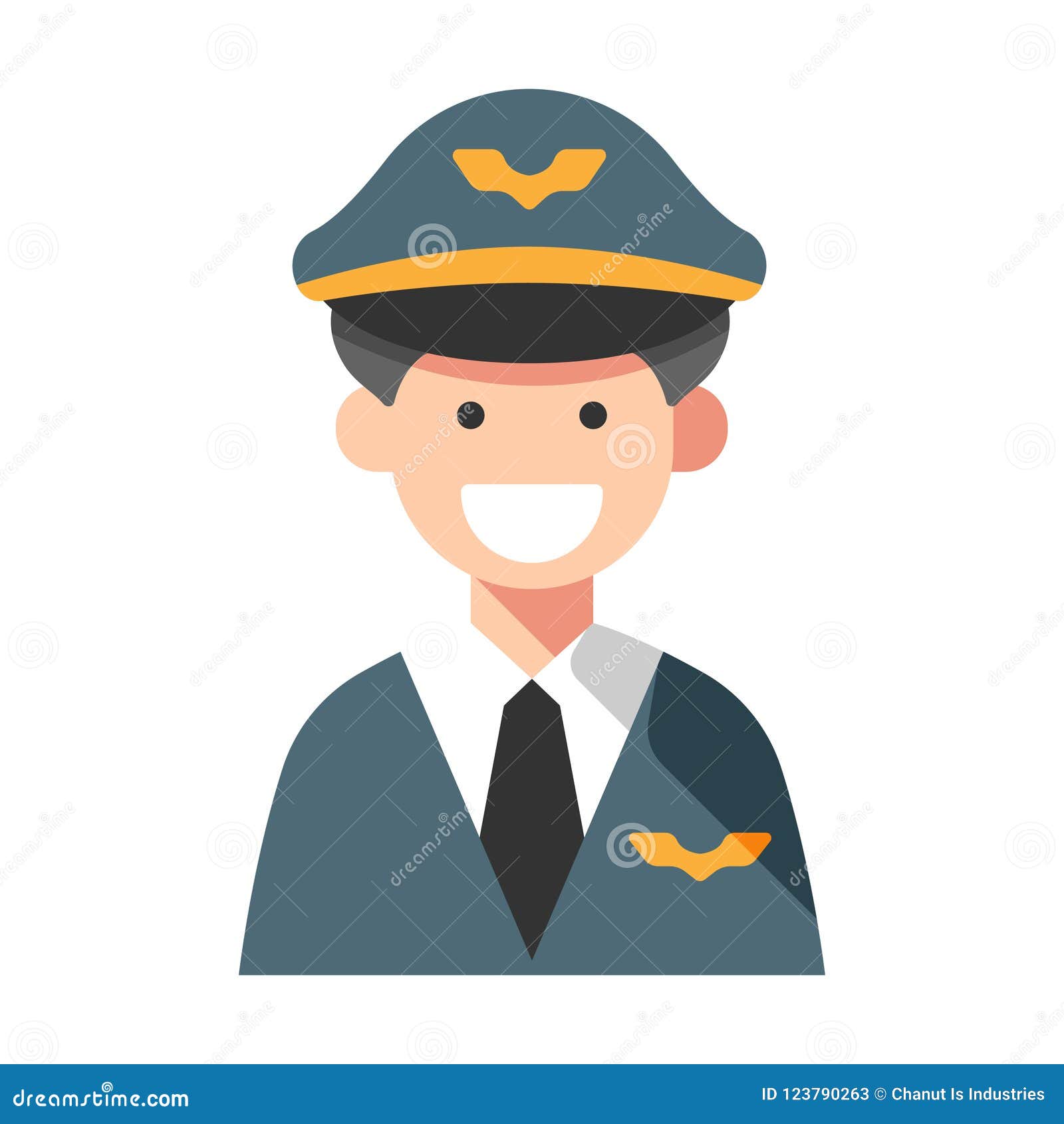 Pilot Captain Flat Illustration Stock Vector - Illustration of pilot ...