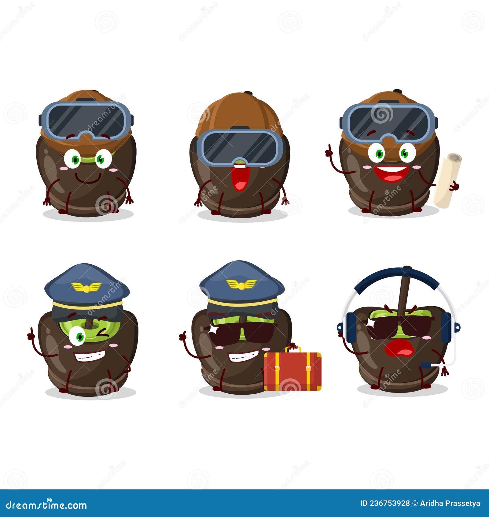 Pilot Cartoon Mascot Chocolate Sugar Candy with Glasses Stock Vector ...