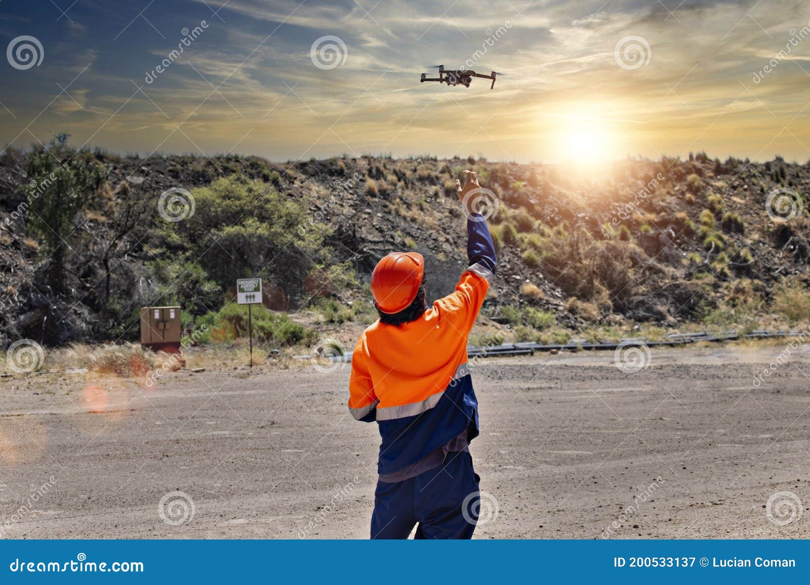 Drone operator stock image. Image of operator, flying - 200533137