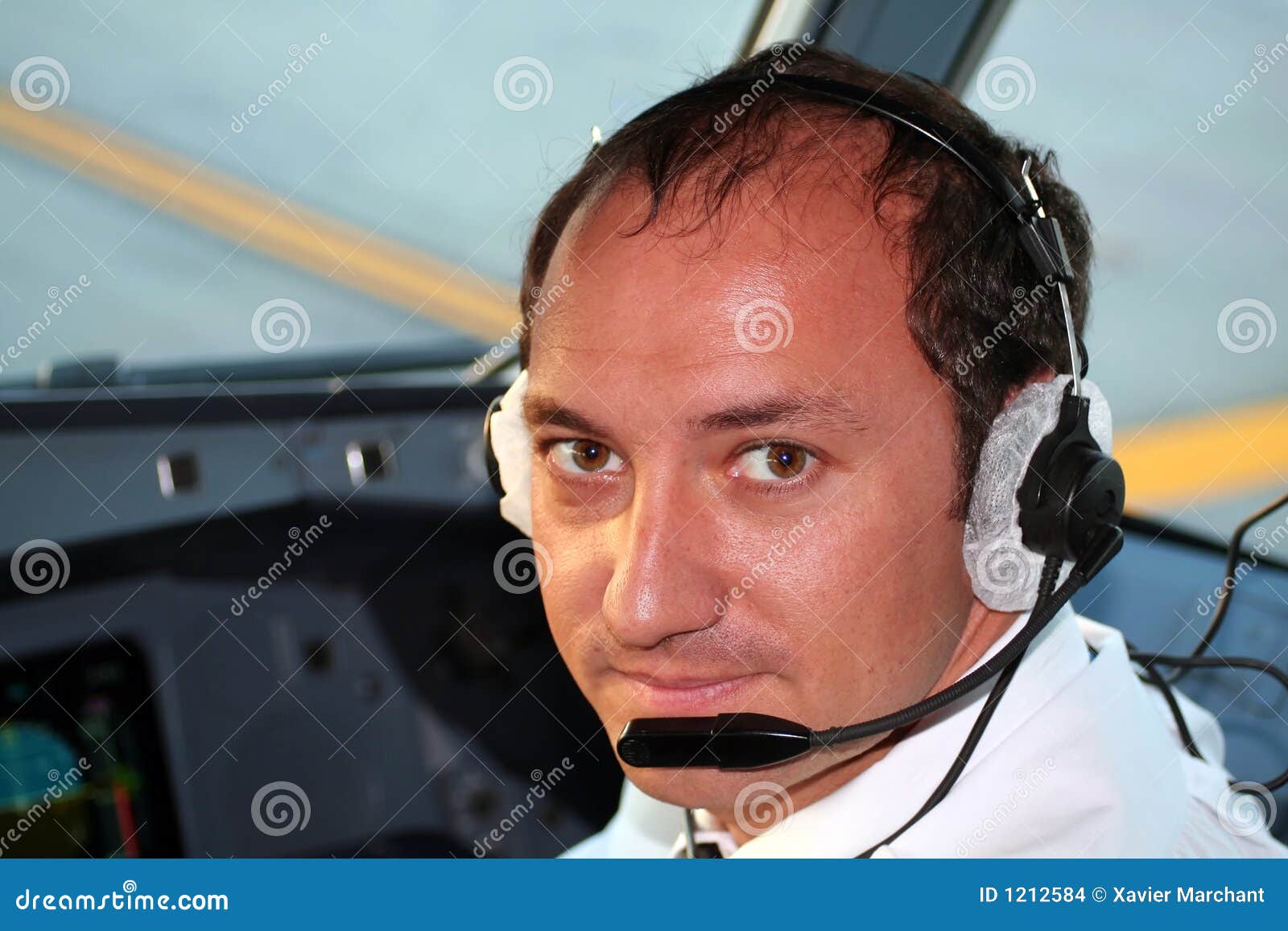 Pilot in cockpit stock photo. Image of business, captain - 1212584