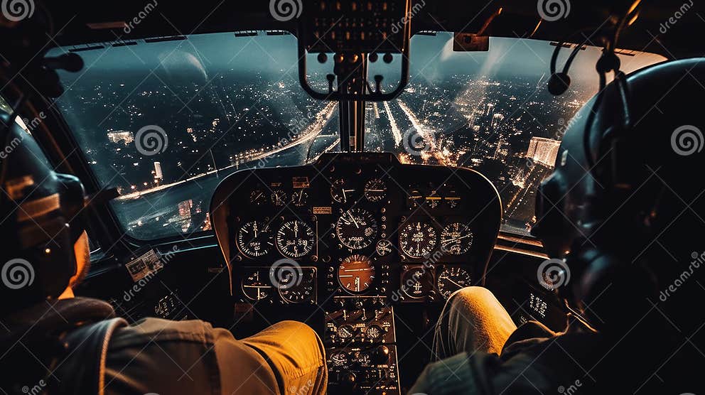Pilot in the Cockpit of a Helicopter Back View. Generative AI Stock ...