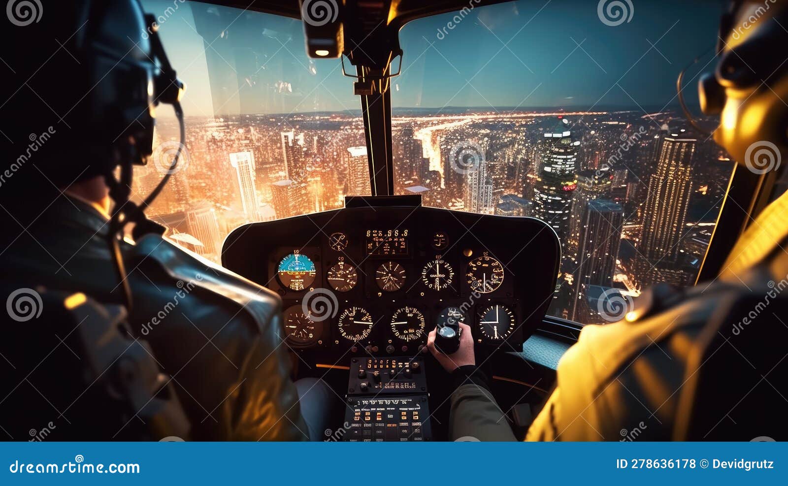 Pilot in the Cockpit of a Helicopter Back View. Generative AI Stock ...