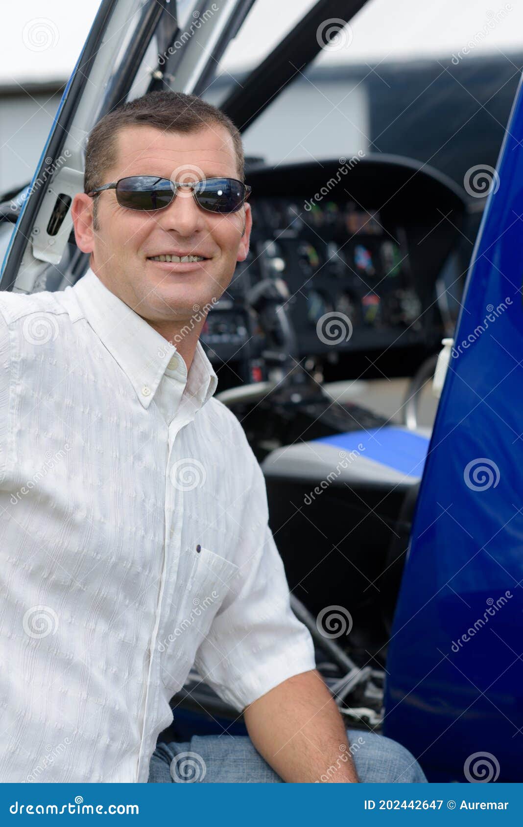 Pilot in Cockpit Helicopter during Flight Stock Image - Image of ...