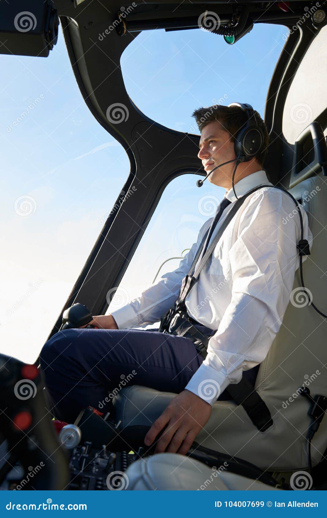 Pilot in Cockpit of Helicopter during Flight Stock Image - Image of ...