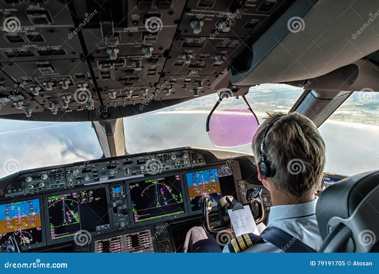Pilot in the cockpit editorial image. Image of check - 79191705