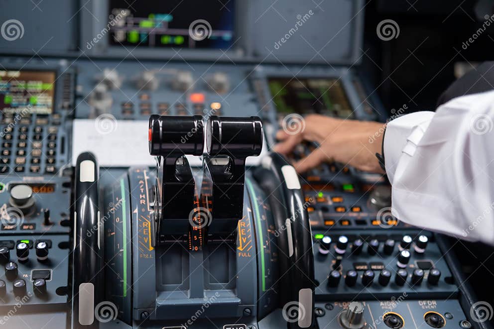 Pilot in Command Setting Control Panel in Cockpit Stock Image - Image ...