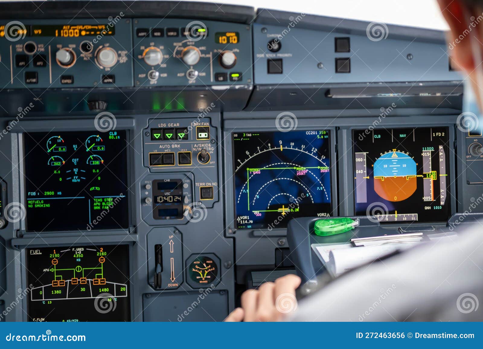 Pilot in Command Setting Control Panel in Cockpit Stock Photo - Image ...