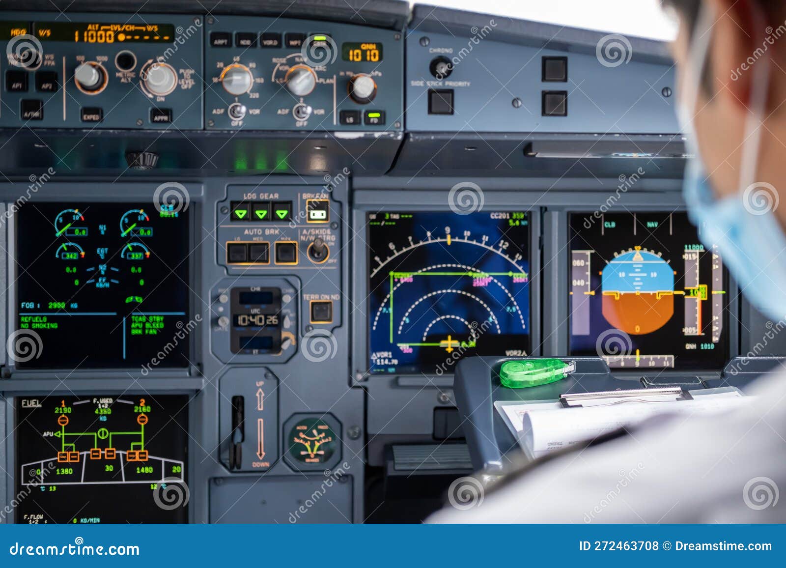 Pilot in Command Setting Control Panel in Cockpit Stock Photo - Image ...