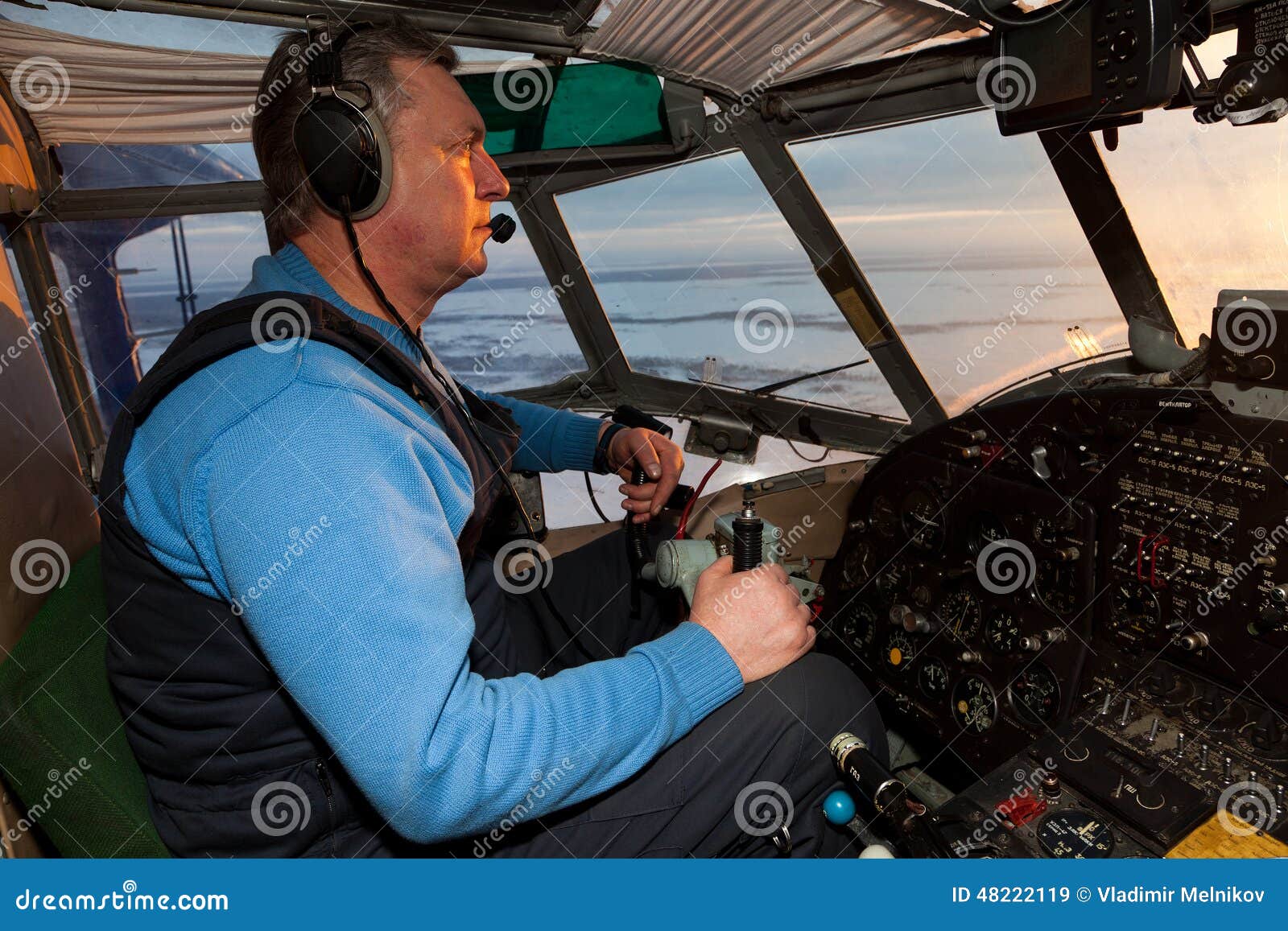Pilot is Controlling the Old Plane Stock Image - Image of biplane, dash ...