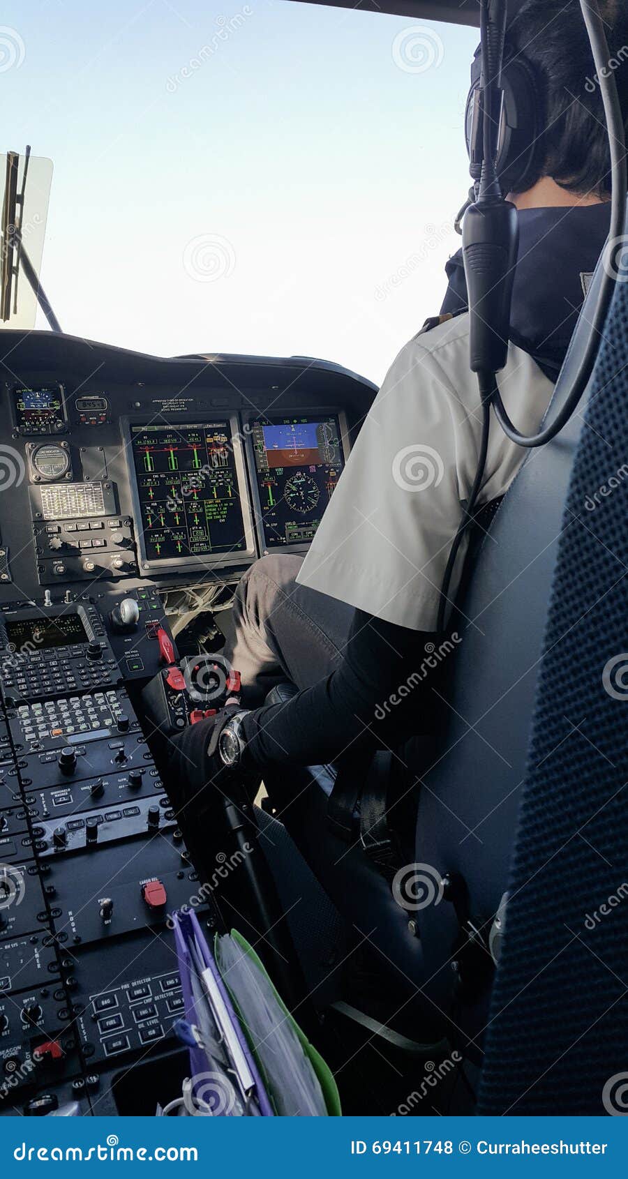 Pilot And Copilot In Corporate Plane In Cockpit, Pilot Operation With ...