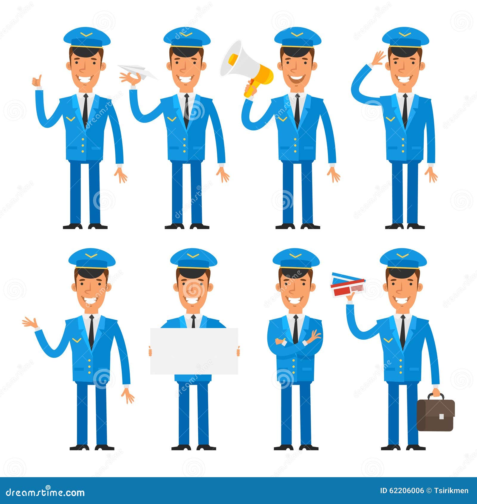 Illustration Of A Pilot Character In Uniform. Illustration Of A Pilot ...