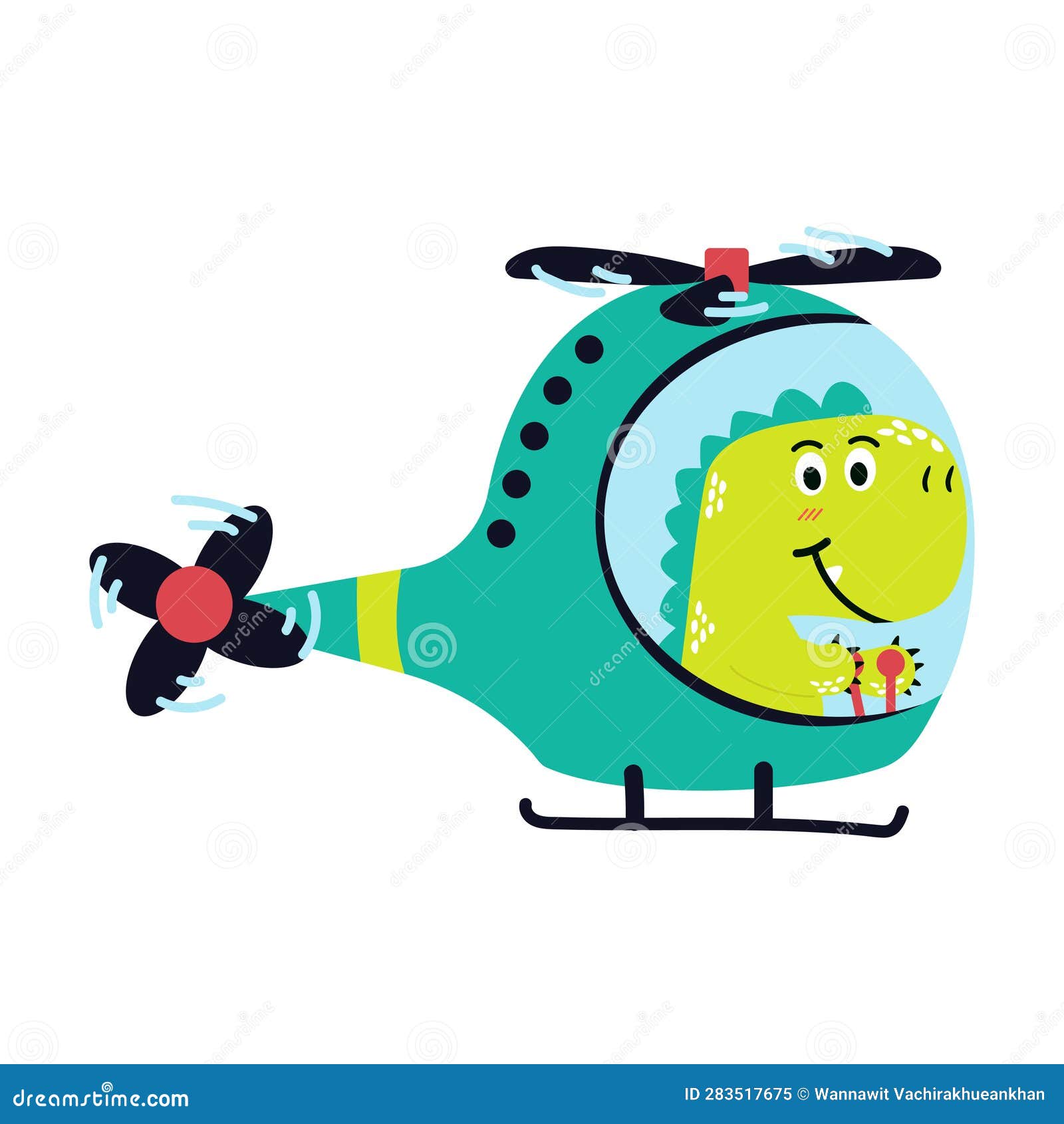 Pilot Dinosaur Flying Helicopter Cartoon Stock Vector - Illustration of ...