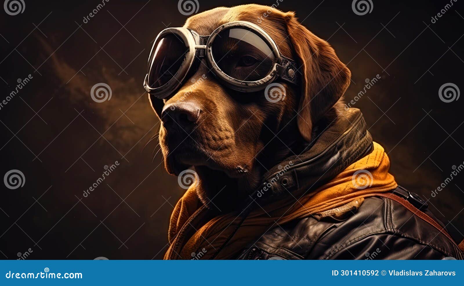 A Pilot Dog with a Flight Jacket and Glasses Stock Illustration ...