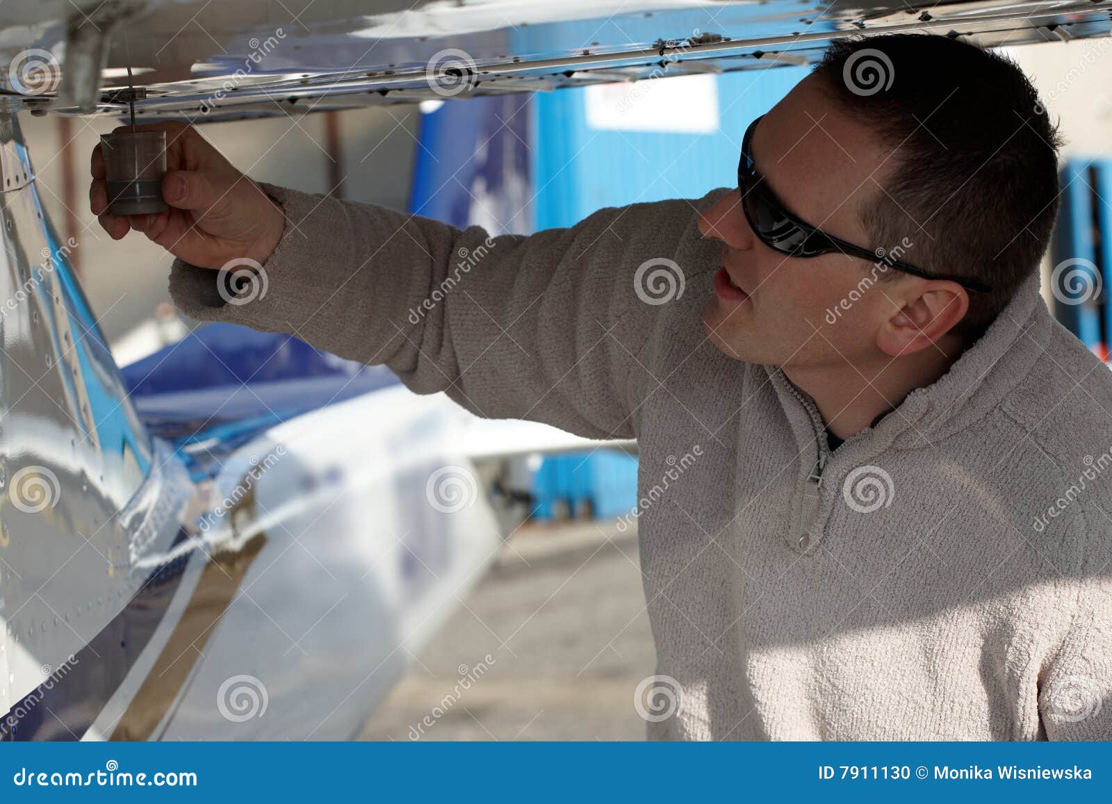 Pilot Doing Pre-flight Checking Stock Photo - Image of wing, cessna ...