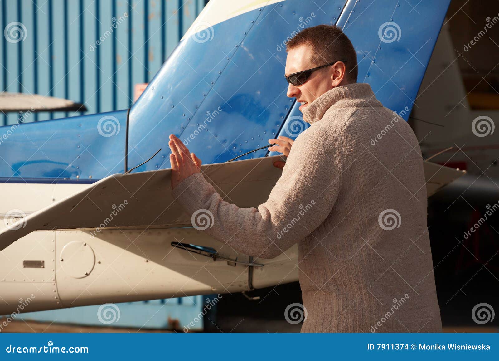 Pilot Doing Pre-flight Checking Stock Photo - Image of preparations ...