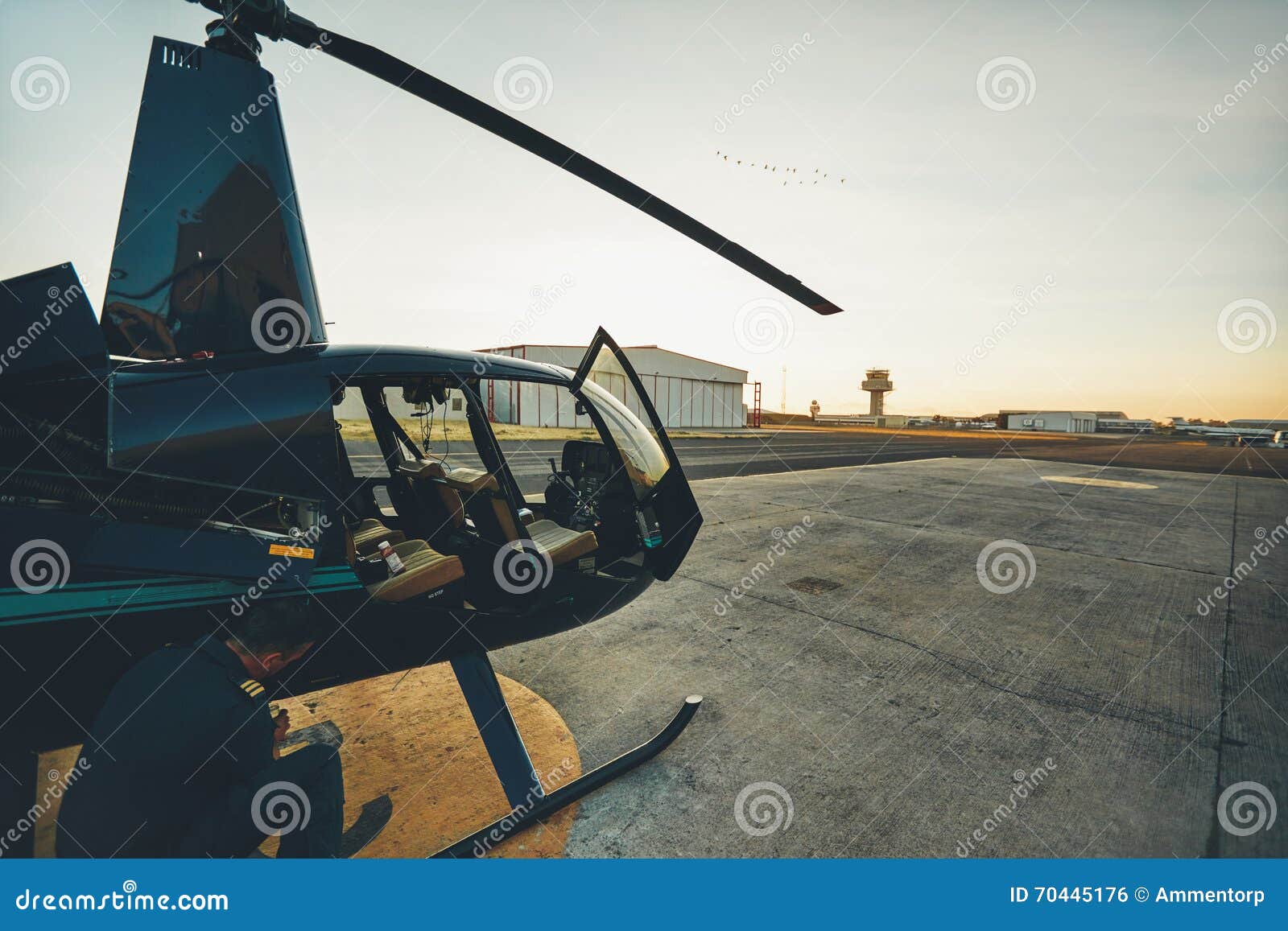 Pilot Doing Pre Flight Inspection at Helicopter Stock Photo - Image of ...