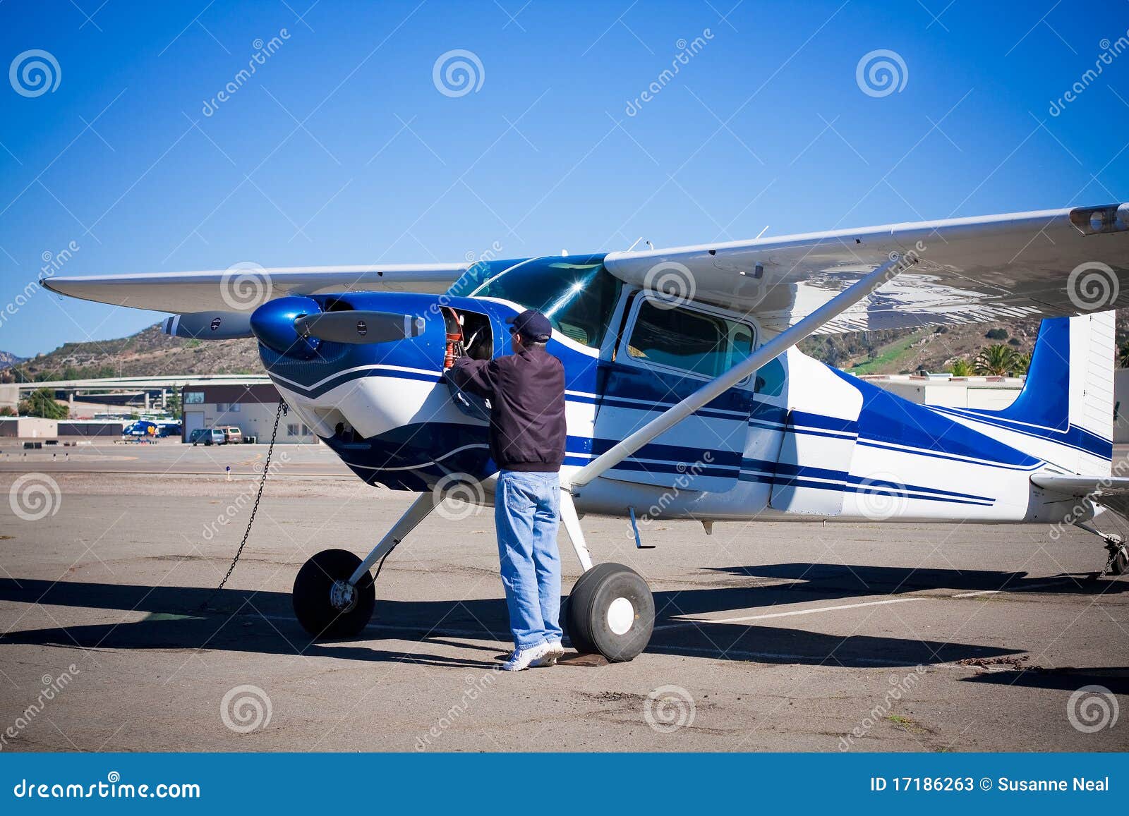 Pilot Doing Preflight of Light Aircraft Stock Image - Image of aircraft ...