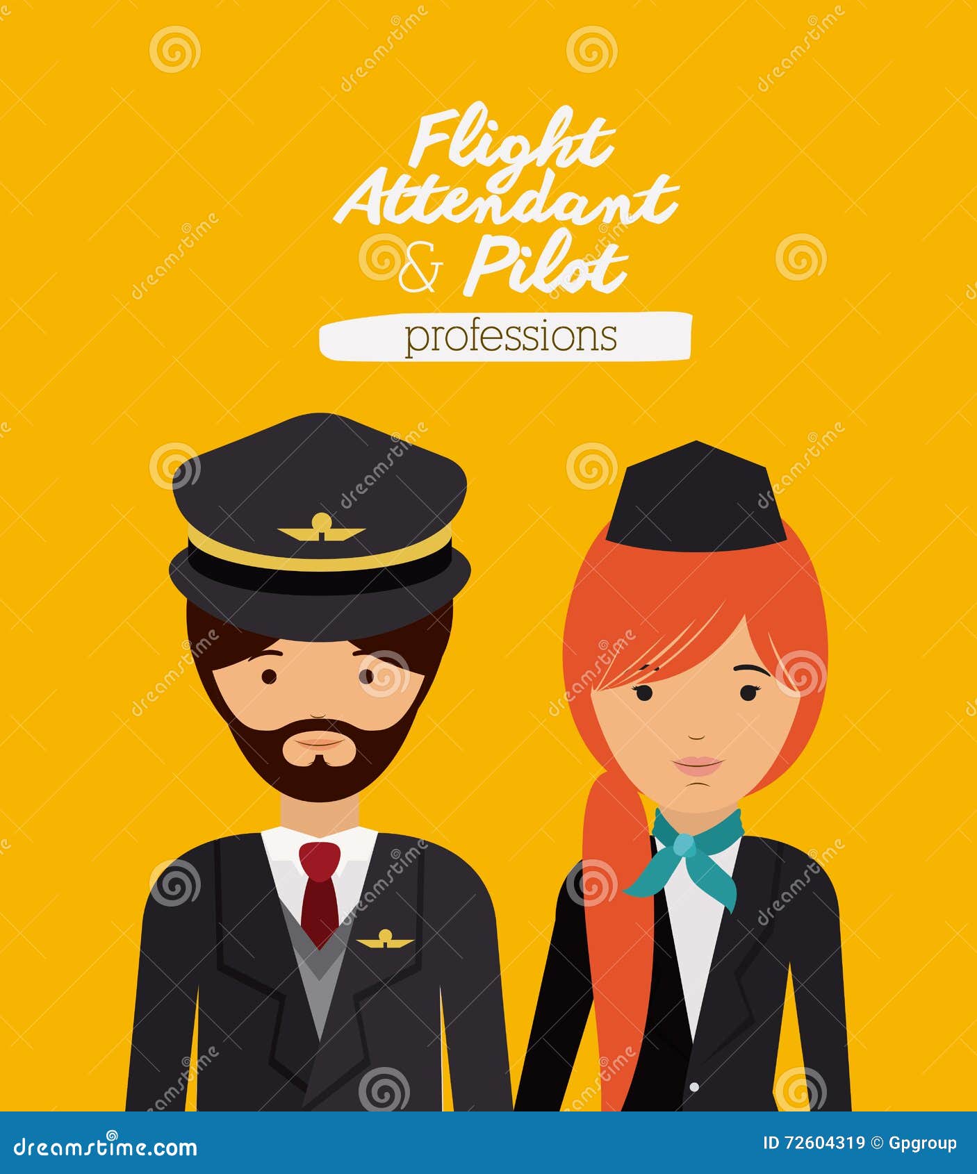 Pilot and Flight Attendant Design Stock Vector - Illustration of young ...