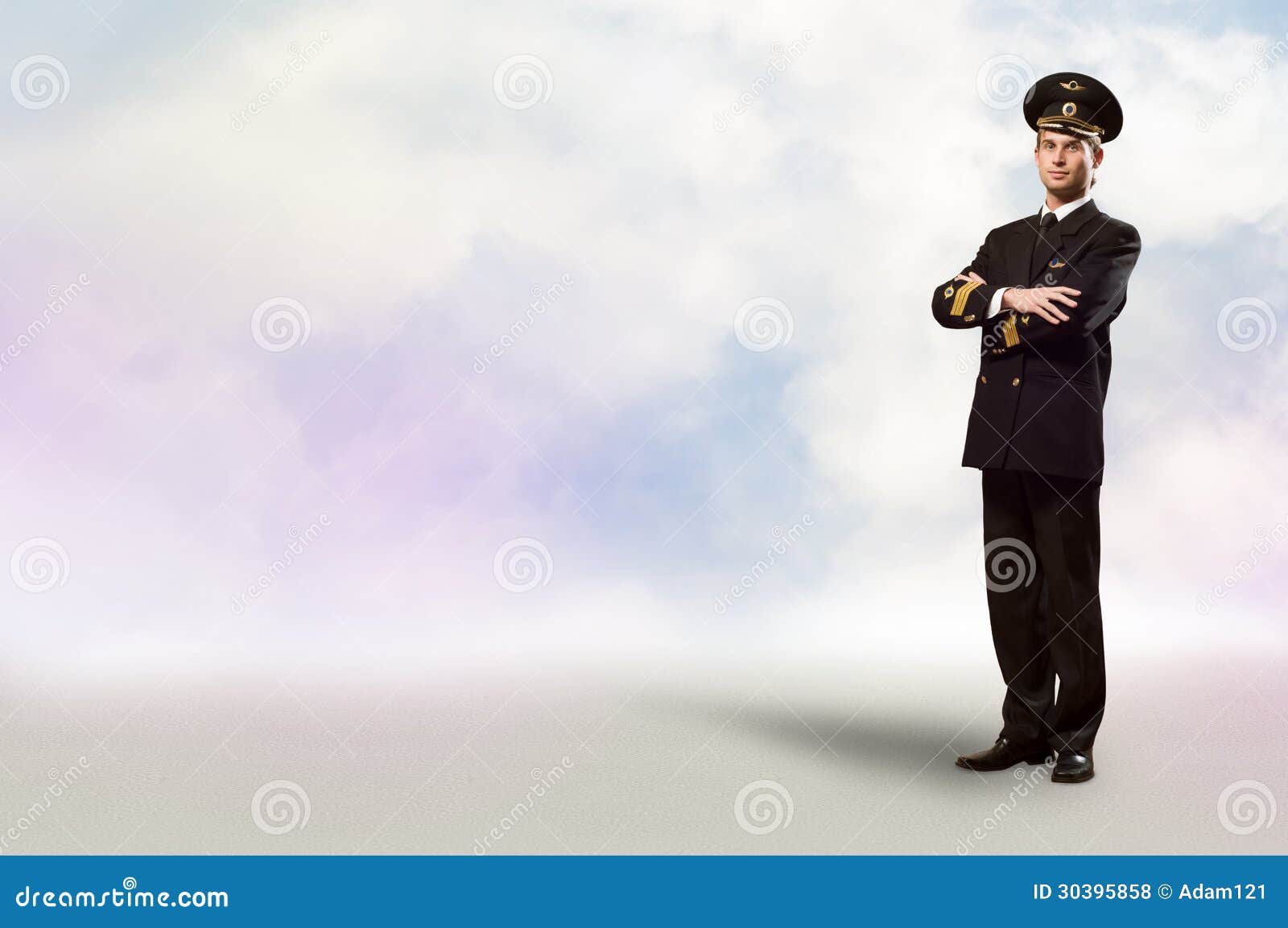 Pilot is in the Form of Arms Crossed Stock Photo - Image of airport ...