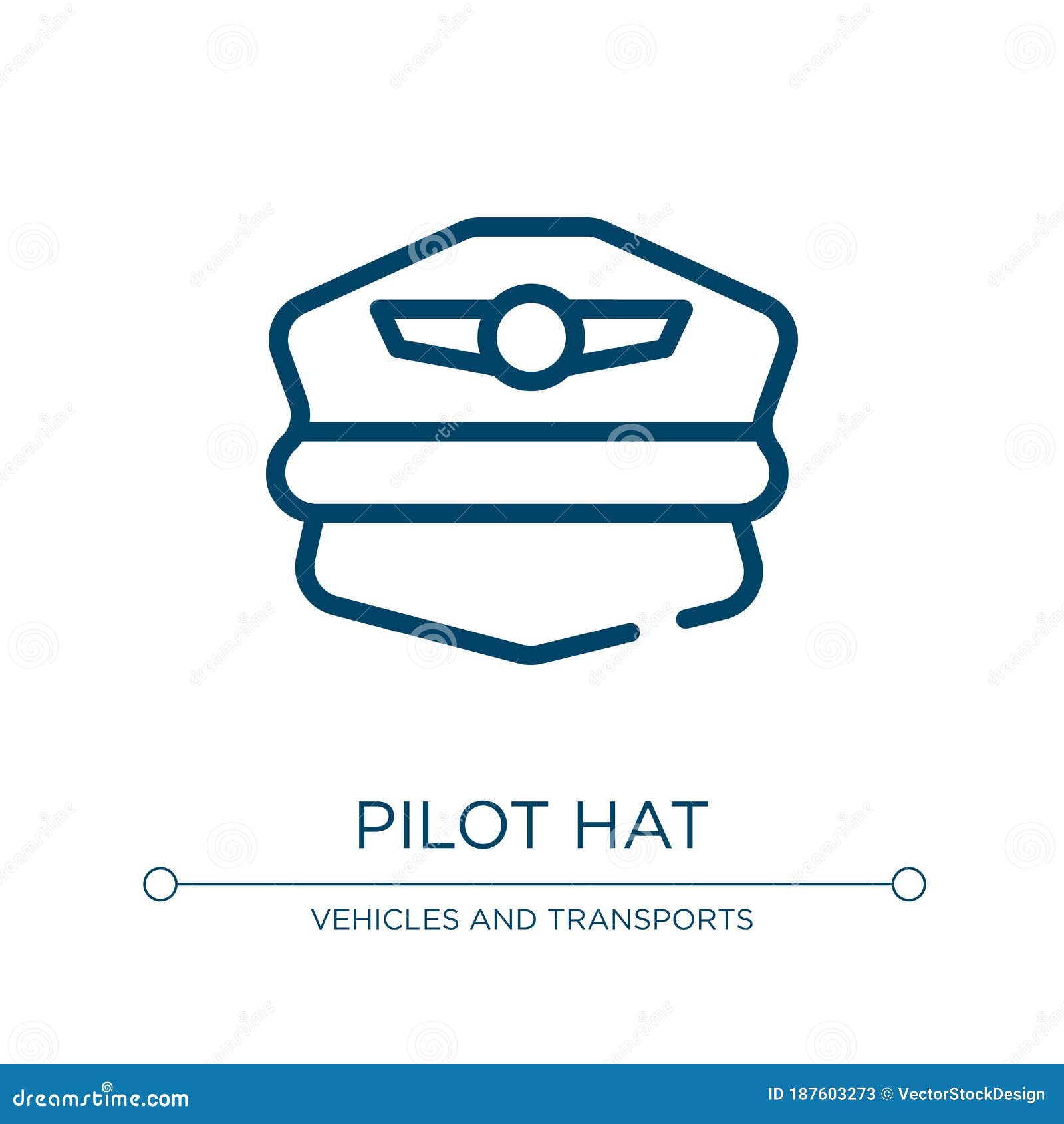 Pilot Hat Icon. Linear Vector Illustration from Airport Collection ...